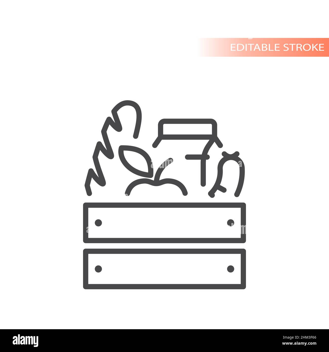 Food crate line vector icon. Farm food basket outlined symbol Stock ...