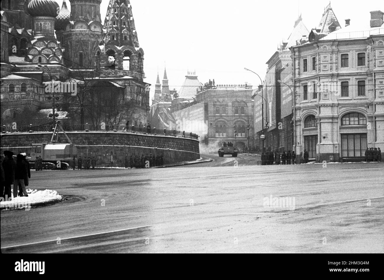 The 60th anniversary of the October Revolution. Military vehicles are ...