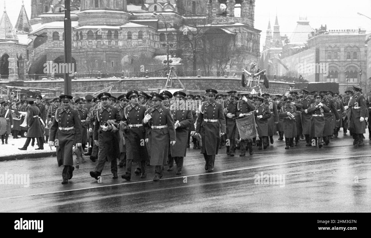 The 60th anniversary of the October Revolution. A military band comes ...