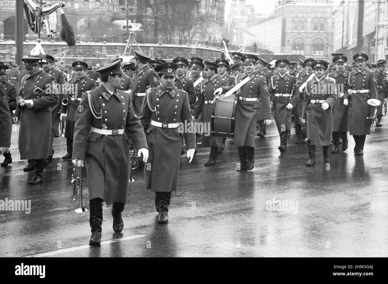 The 60th anniversary of the October Revolution. A military band comes ...