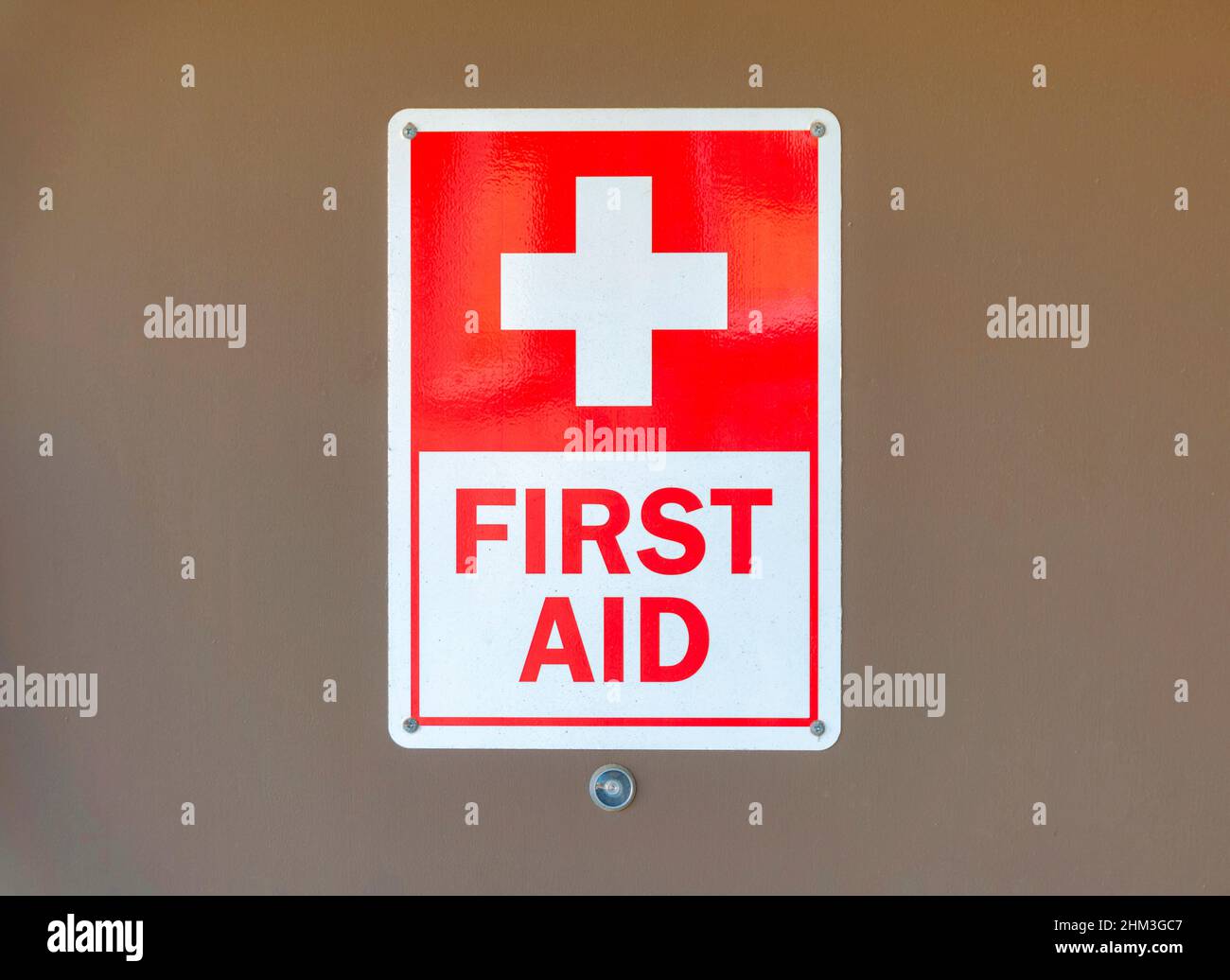 First aid signage on a wall at San Clemente, Orange County, California ...