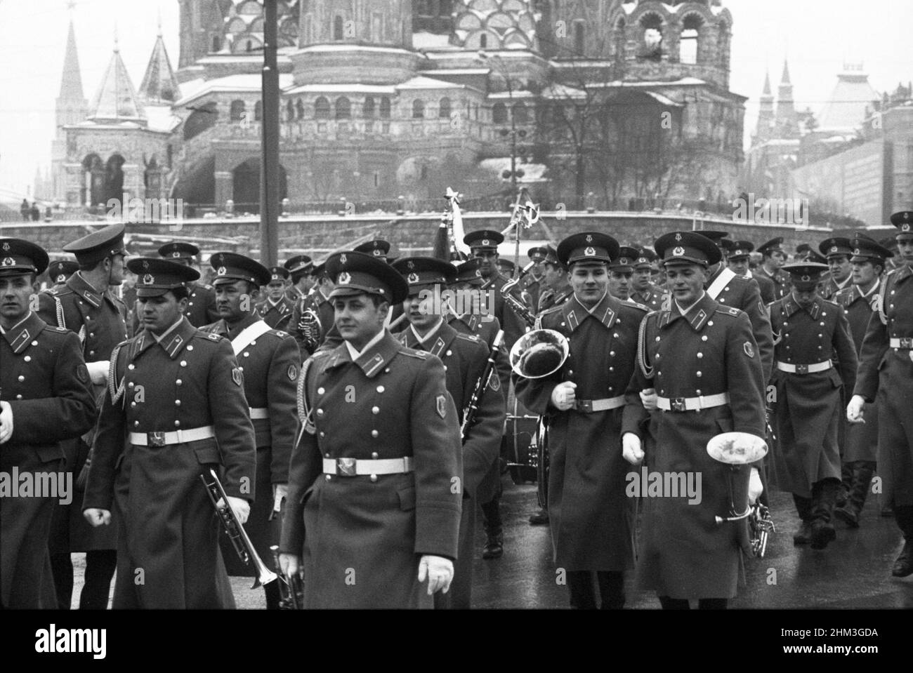 The 60th anniversary of the October Revolution. A military band comes ...