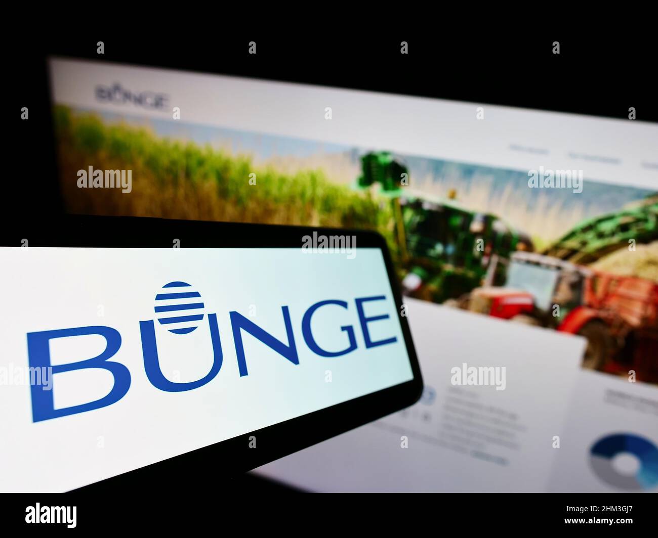 Cellphone with logo of agribusiness and food company Bunge Limited on ...