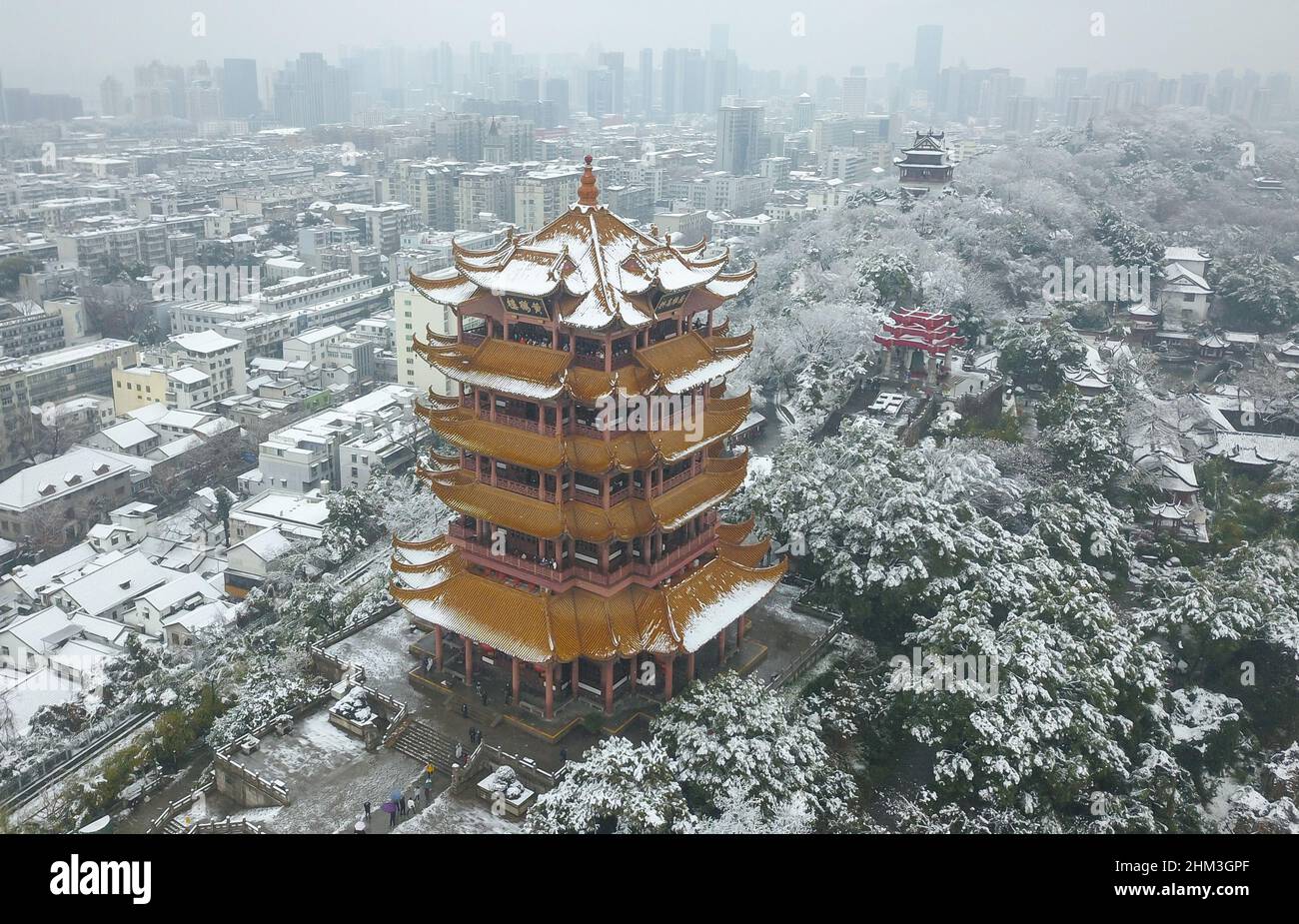 Wuhan, China's Hubei Province. 7th Feb, 2022. Aerial photo shows the ...