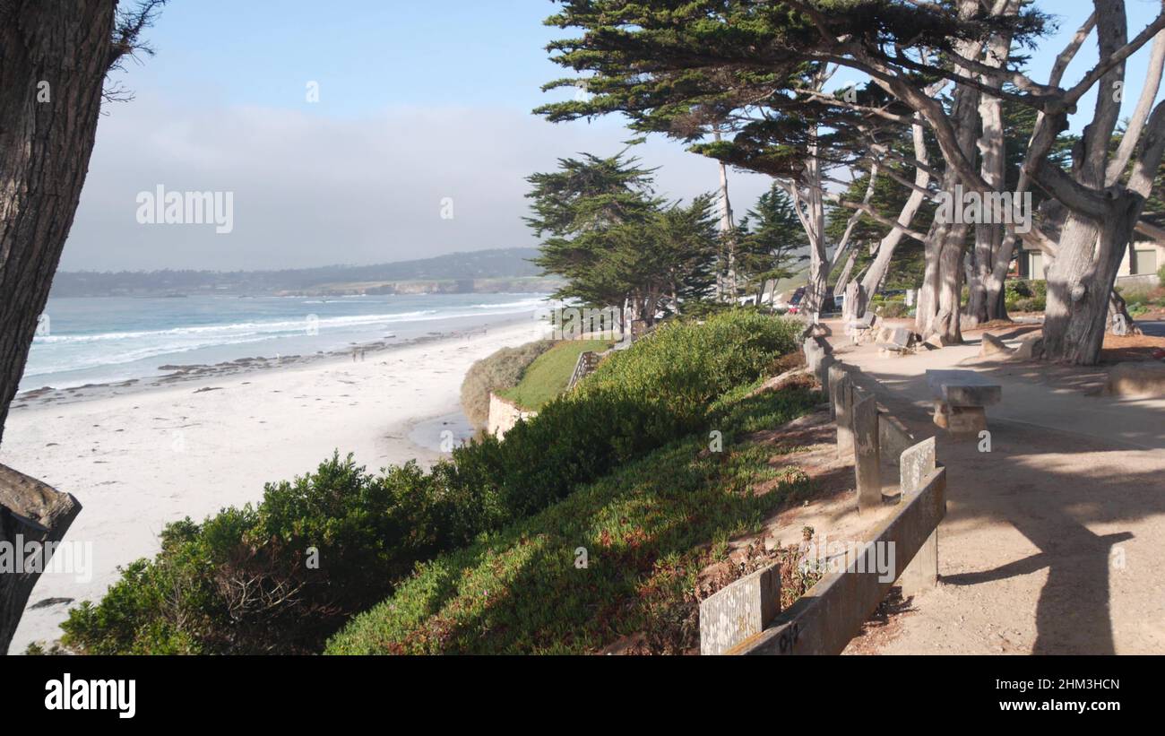 Promenade path, walkway, trail or footpath, ocean sandy beach in Carmel ...