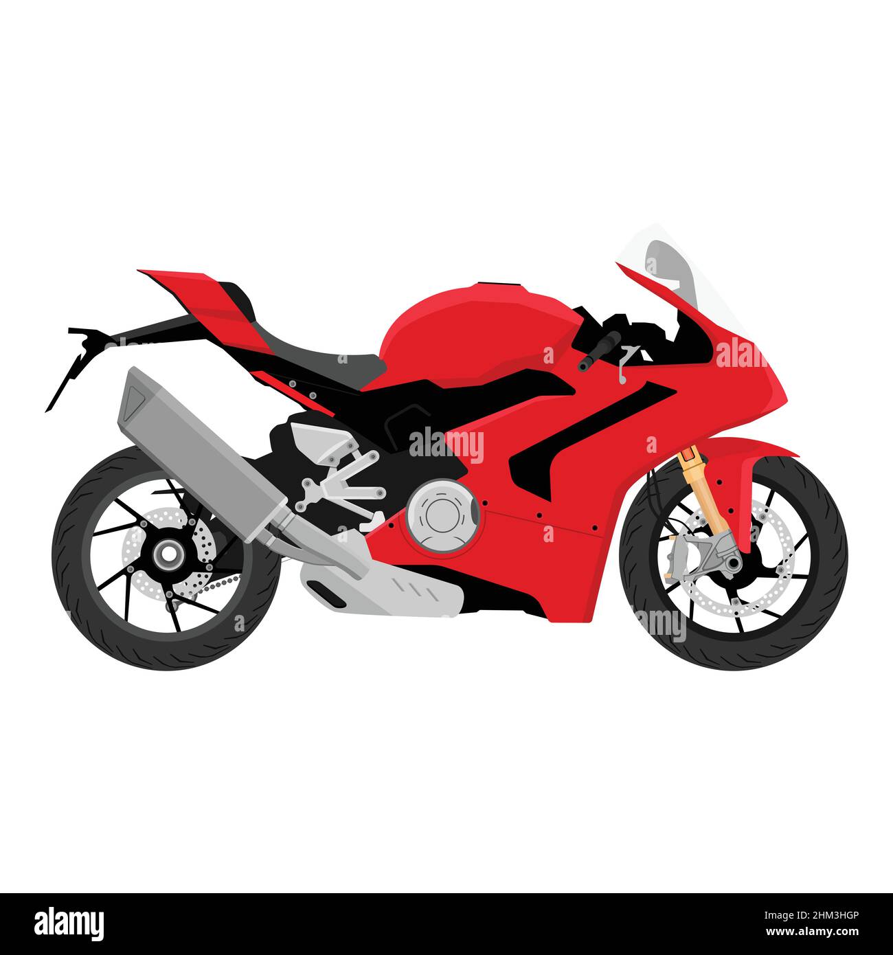 Red sport bike motorcycle isolated on white background. Vector Stock ...