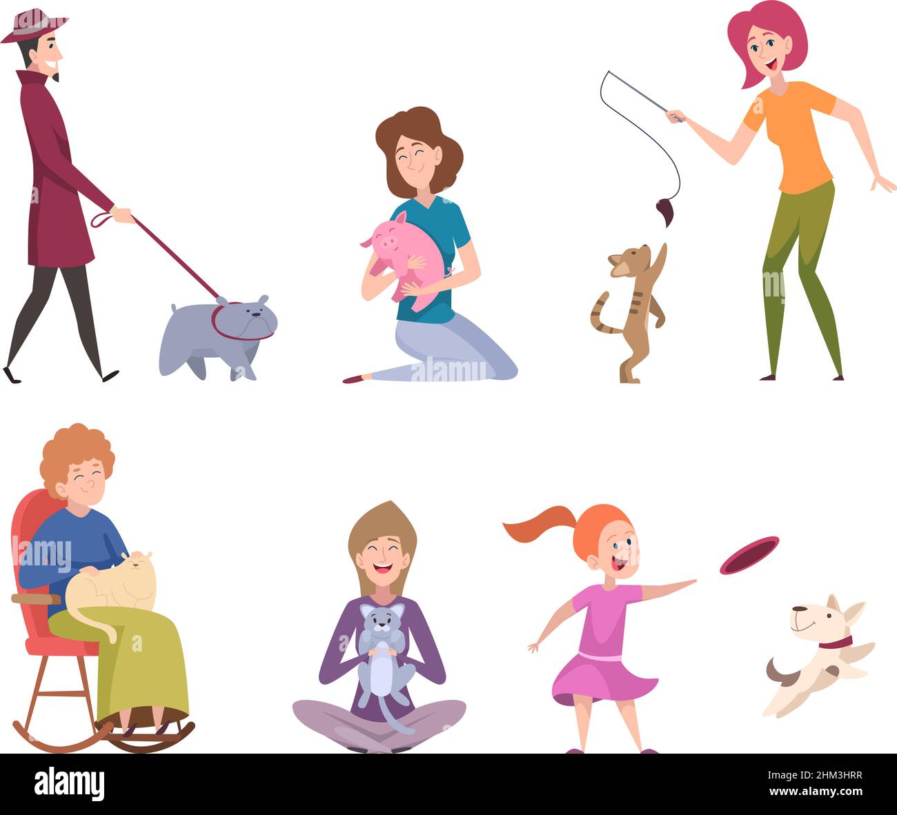 Animal owners. Domestic pets people love their animals dogs cats ...