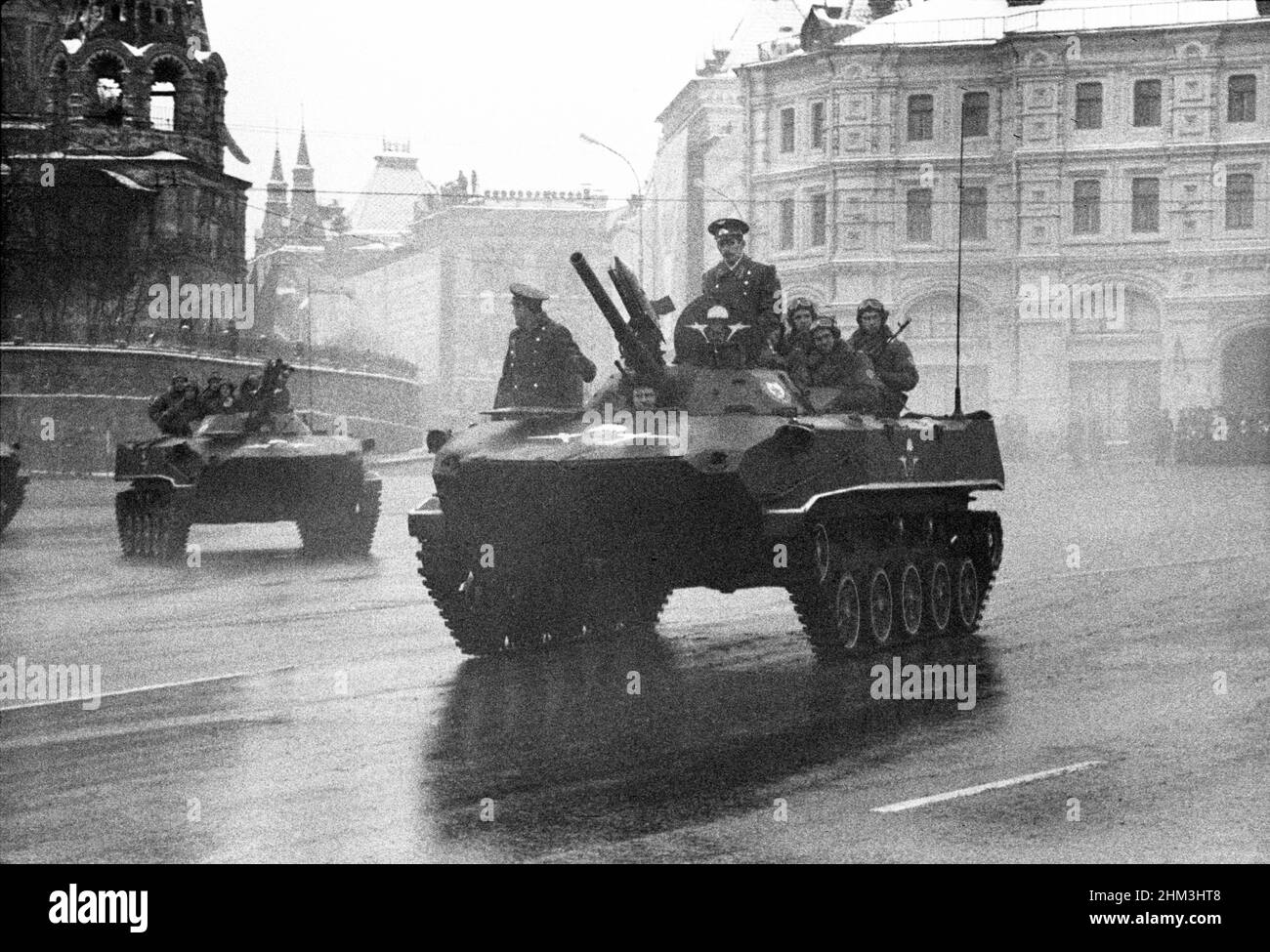 The 60th anniversary of the October Revolution. Military vehicles are ...