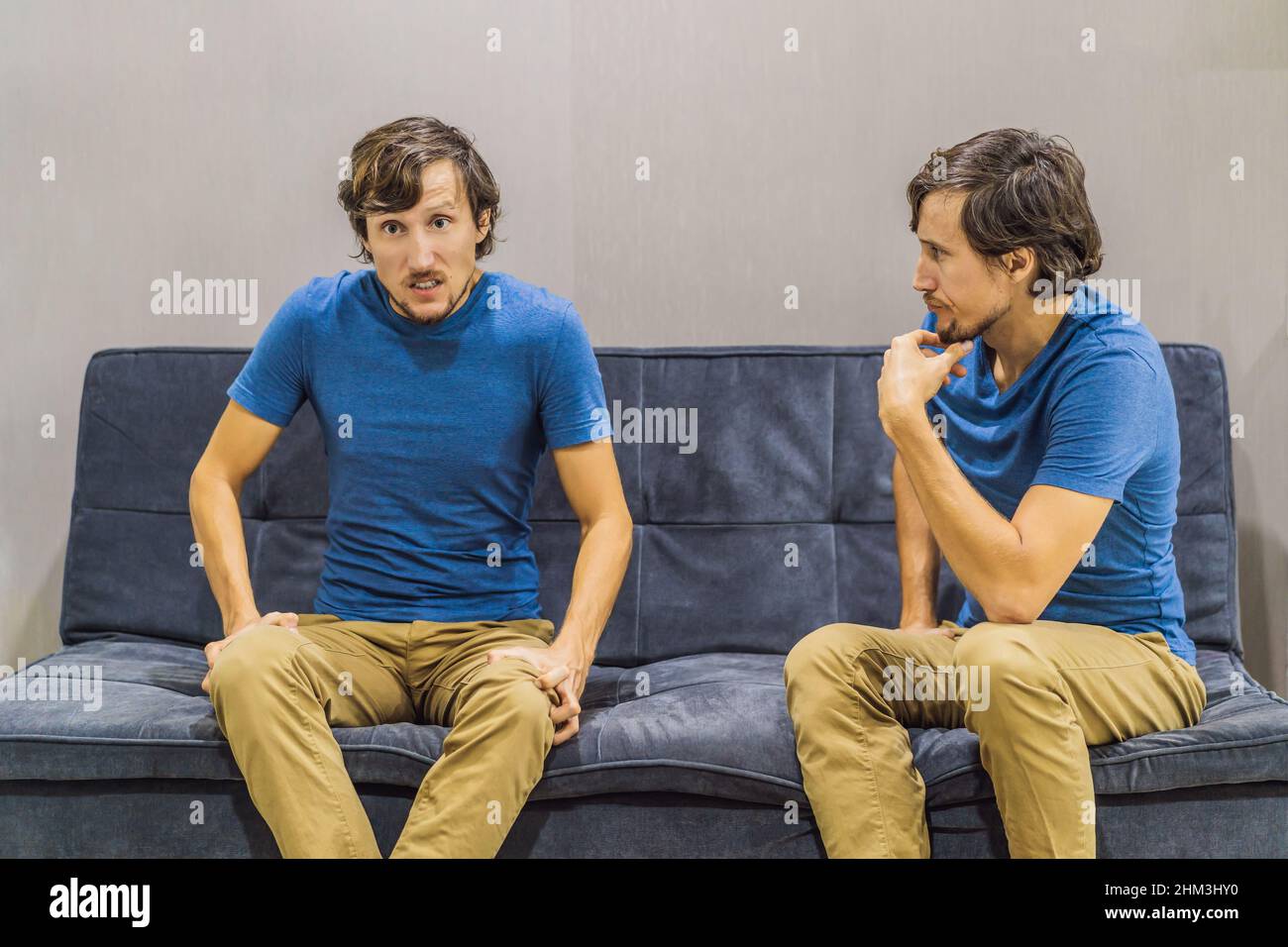 Man experiencing angry emotions and evaluate their emotions from the ...