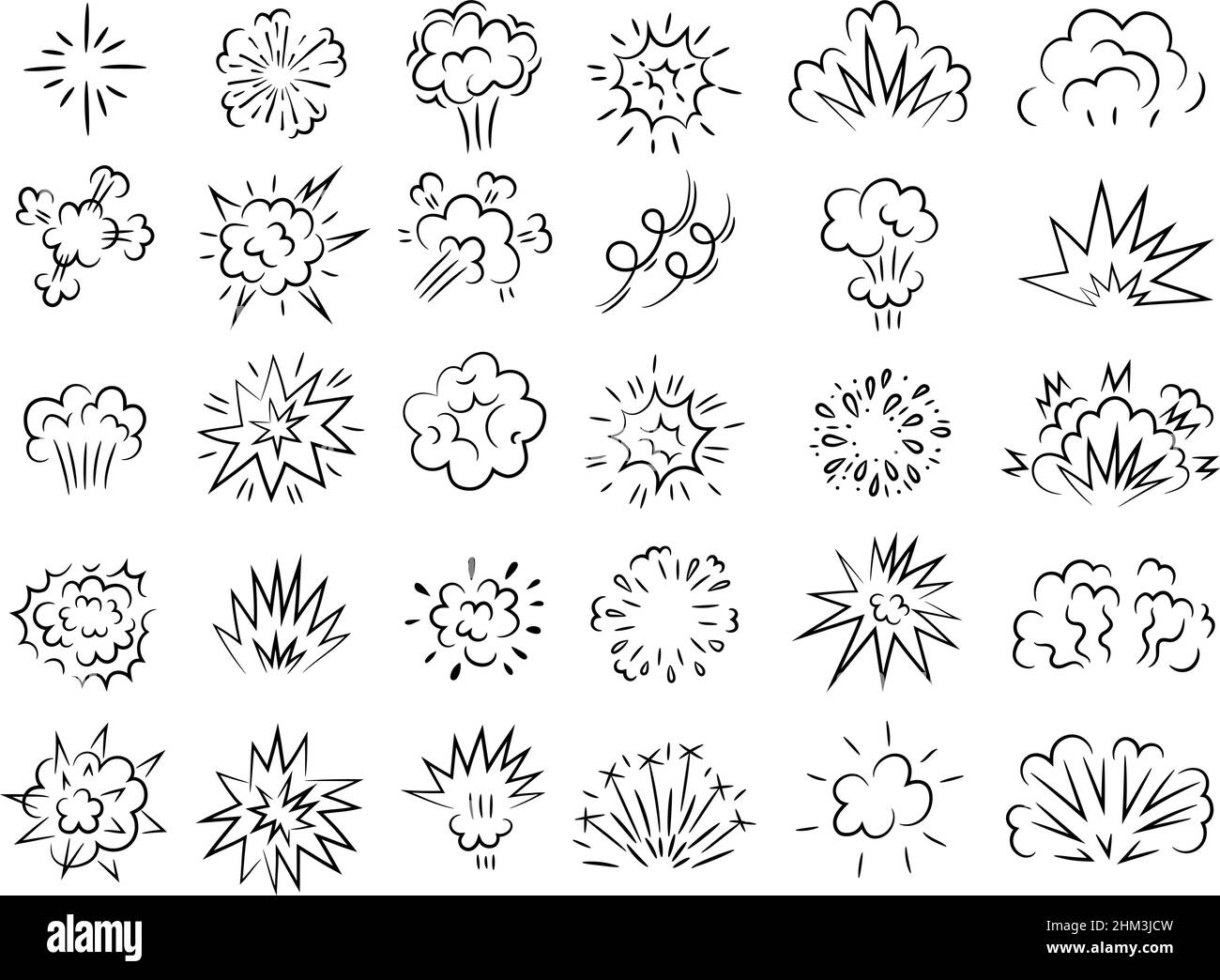 Explosion doodles. Linera sketches of surprise explosion decoration ...