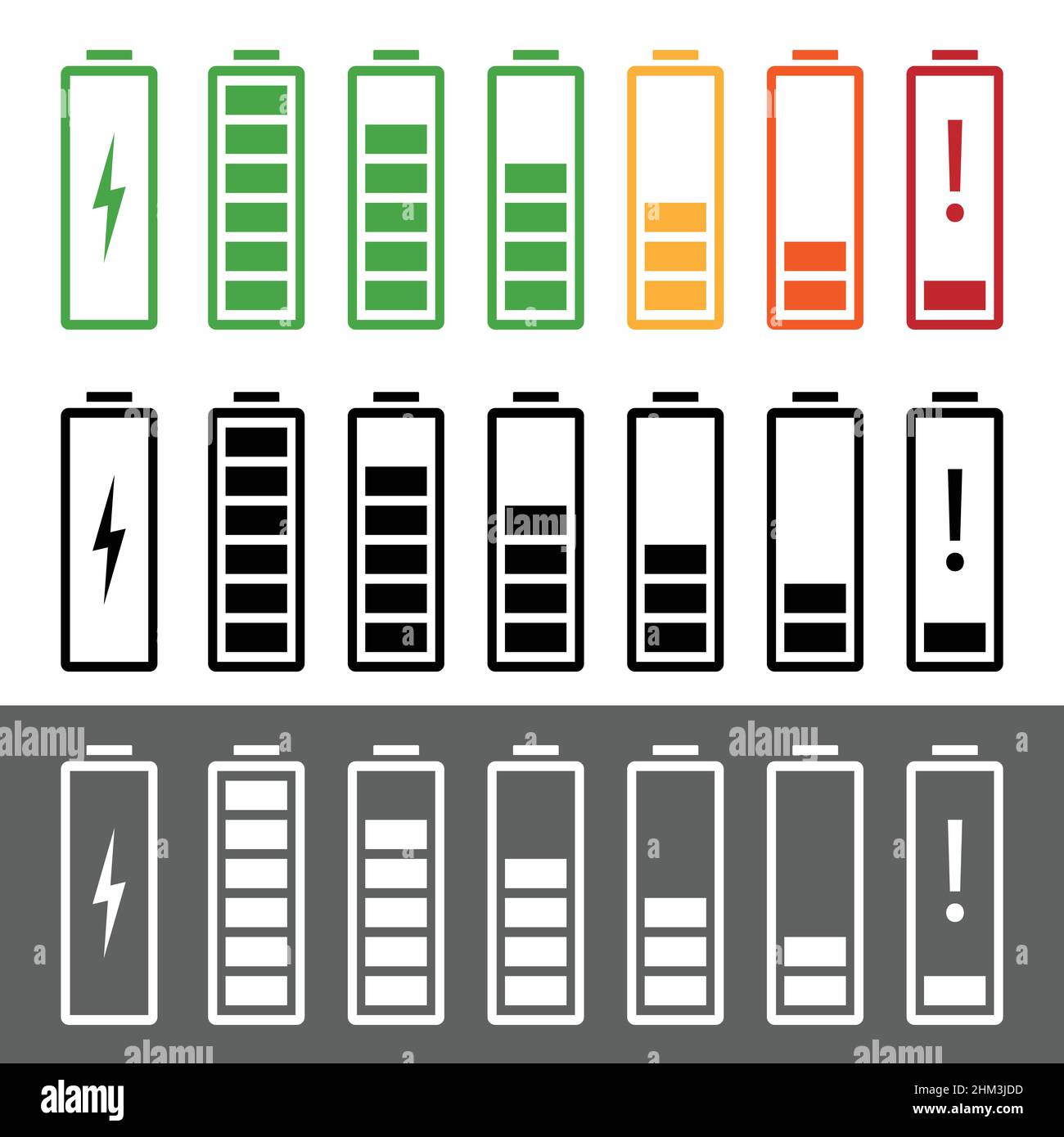 Battery charging, charge indicator. Vector icon set level Battery ...