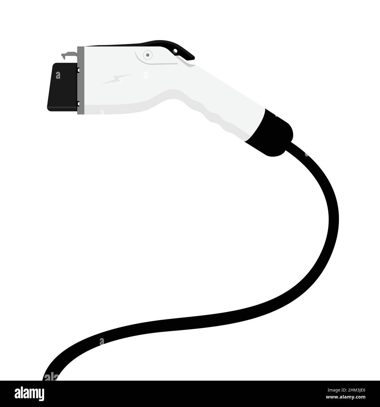 Electric car concept. Electric car charging plug isolated on white ...