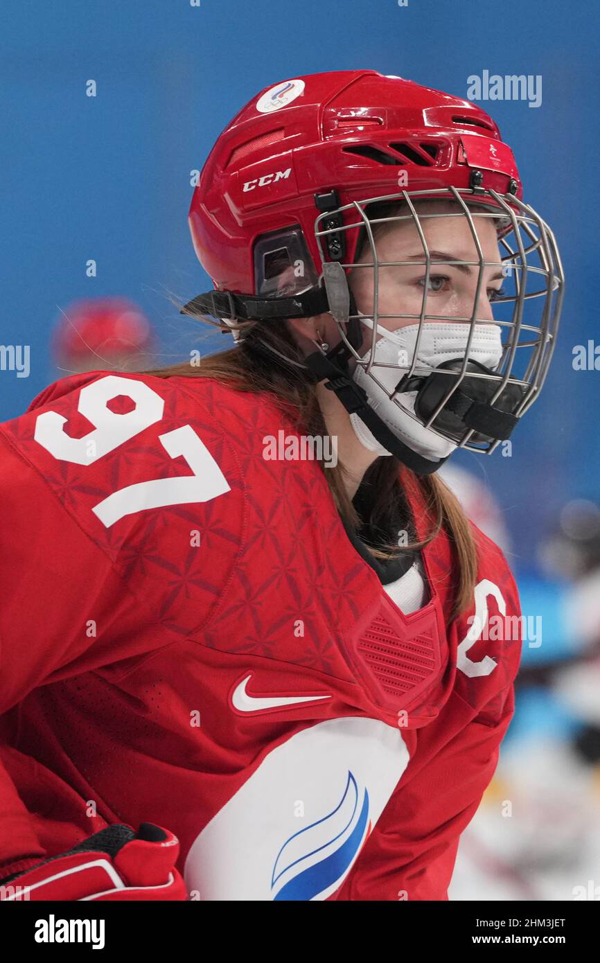 Beijing, China. 7th Feb, 2022. Anna Shokhina of ROC warms up during the ...