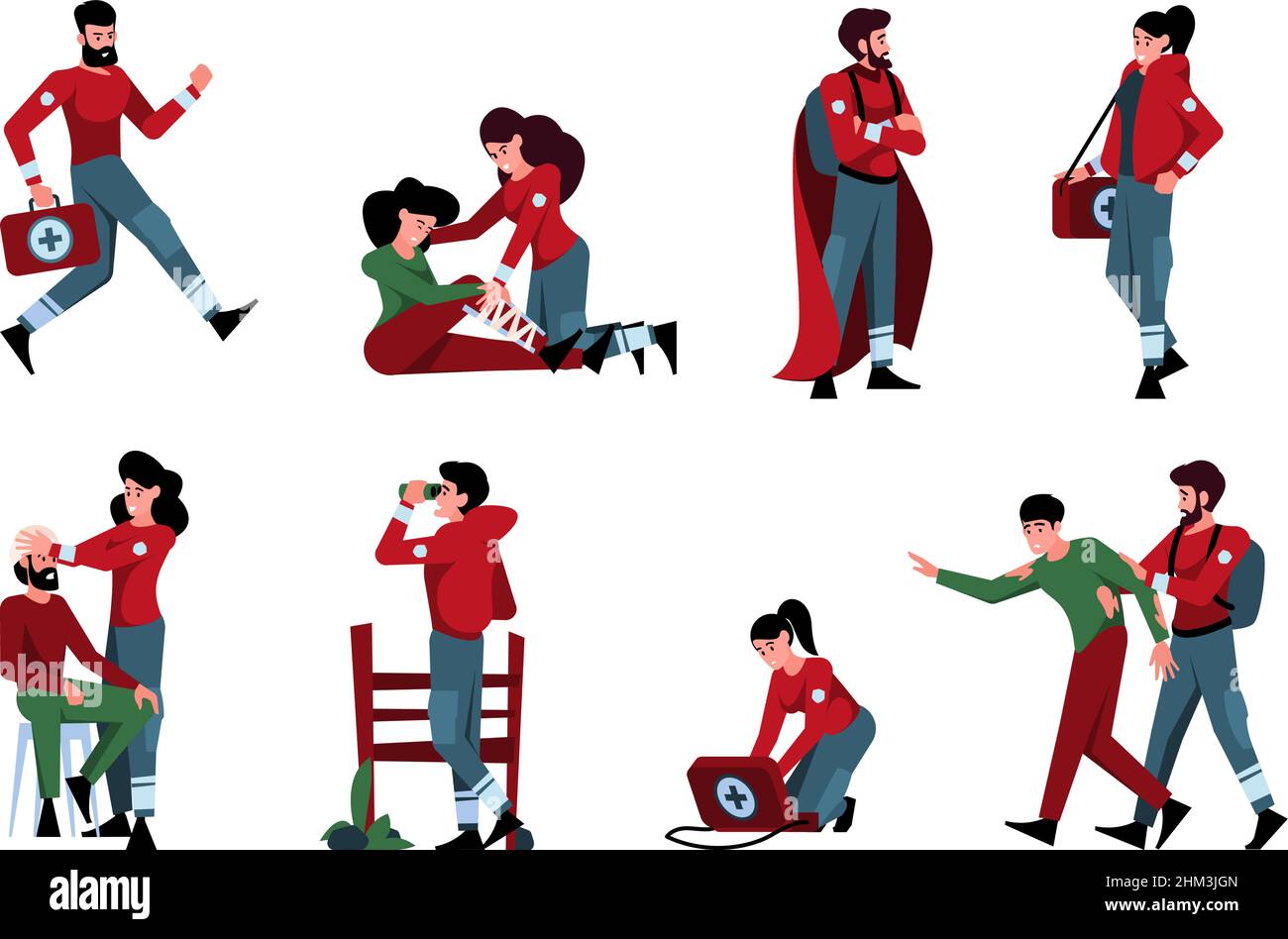 Rescue characters. Medical and lifeguard doctors emergency service ...