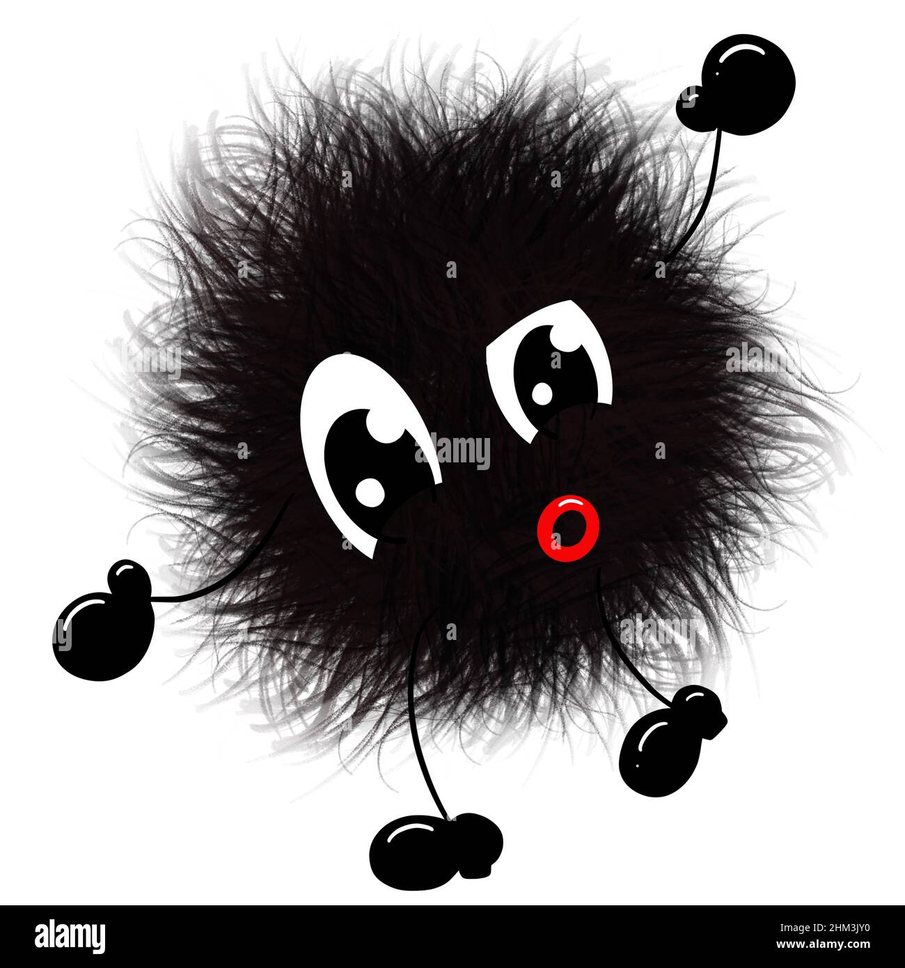Cute Furry Black Imaginary Monster Character Logo Stock Photo - Alamy
