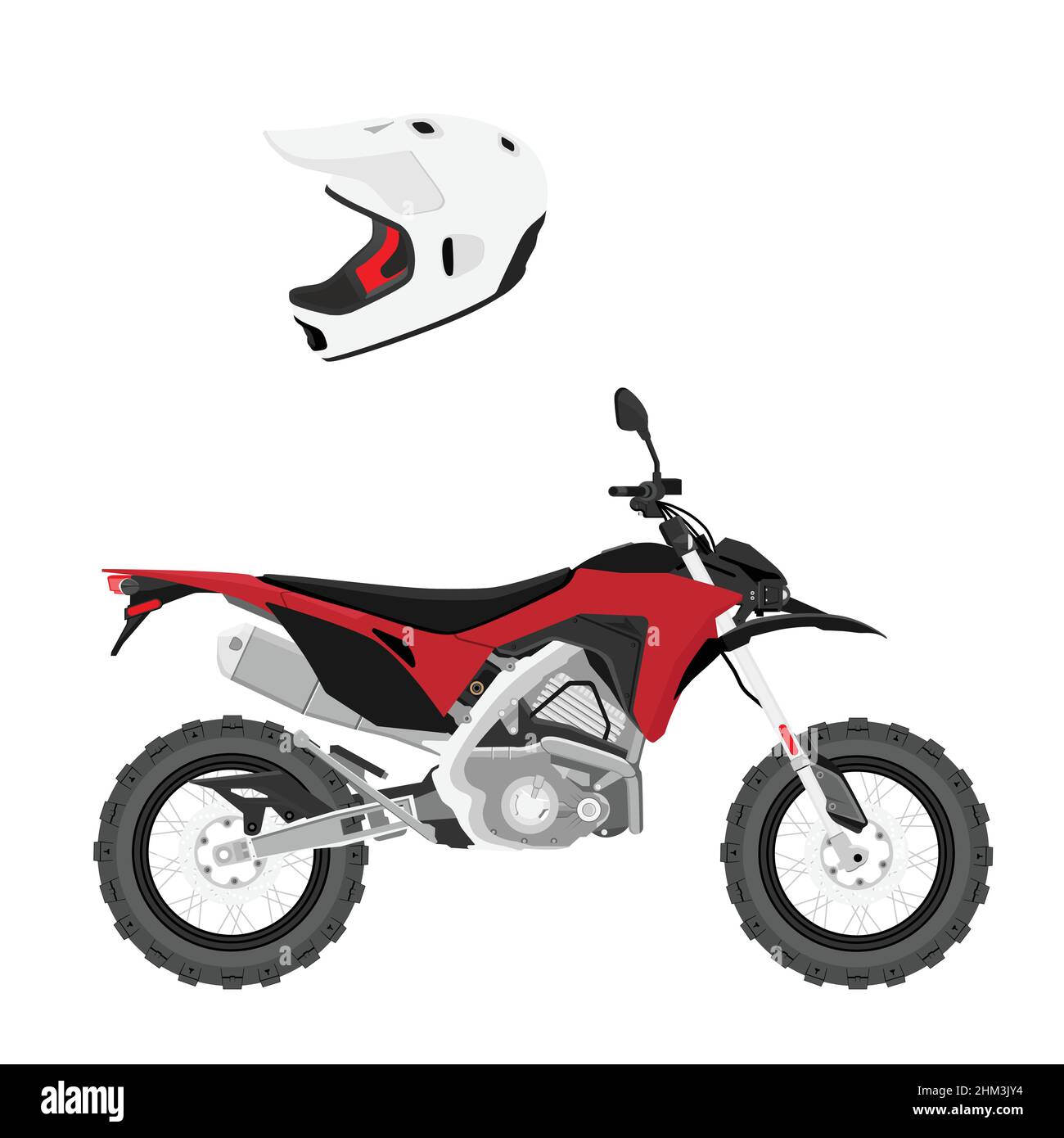 Off road motorcycle and helmet isolated on white background poster ...