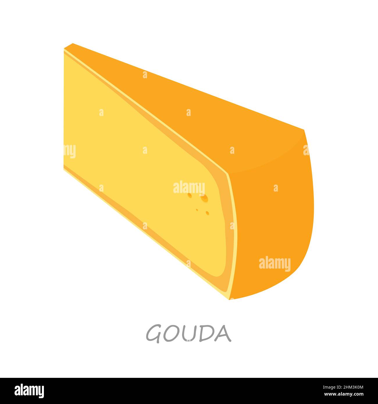 Hard Dutch gouda cheese isolated on white background. Isometric view ...