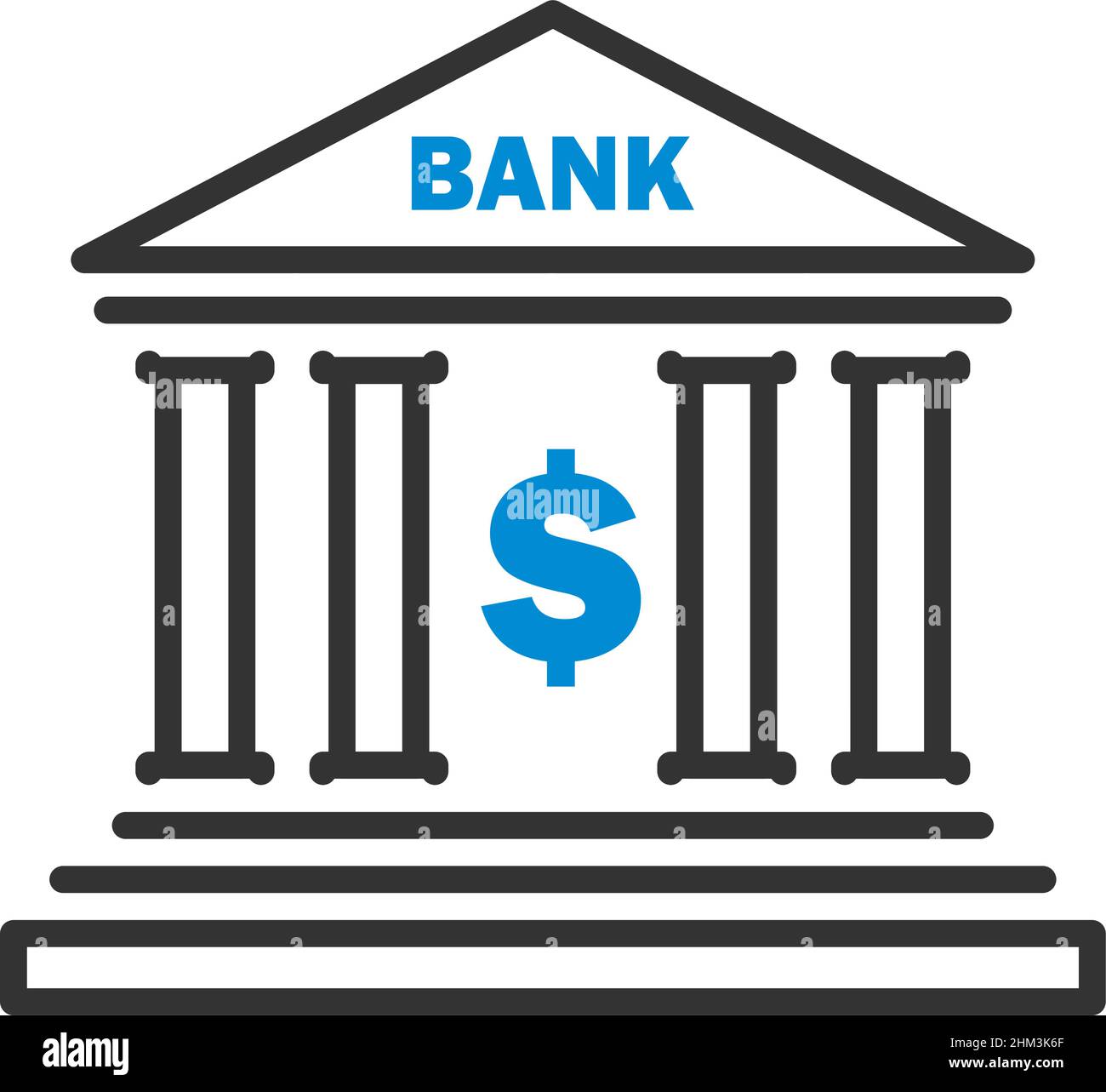 Bank Icon. Editable Bold Outline With Color Fill Design. Vector ...
