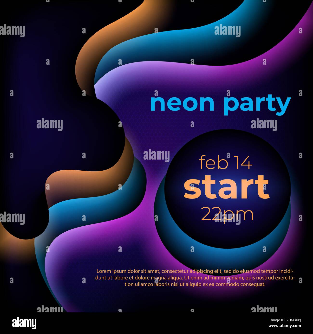 Abstract neon glow background. 3d relief backlight. Smooth shapes ...