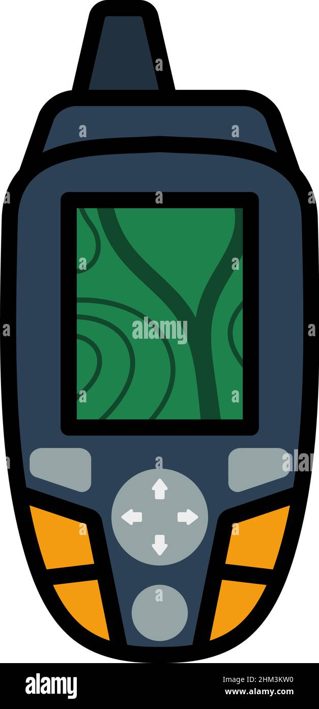 Icon Of Portable GPS Device. Editable Bold Outline With Color Fill ...