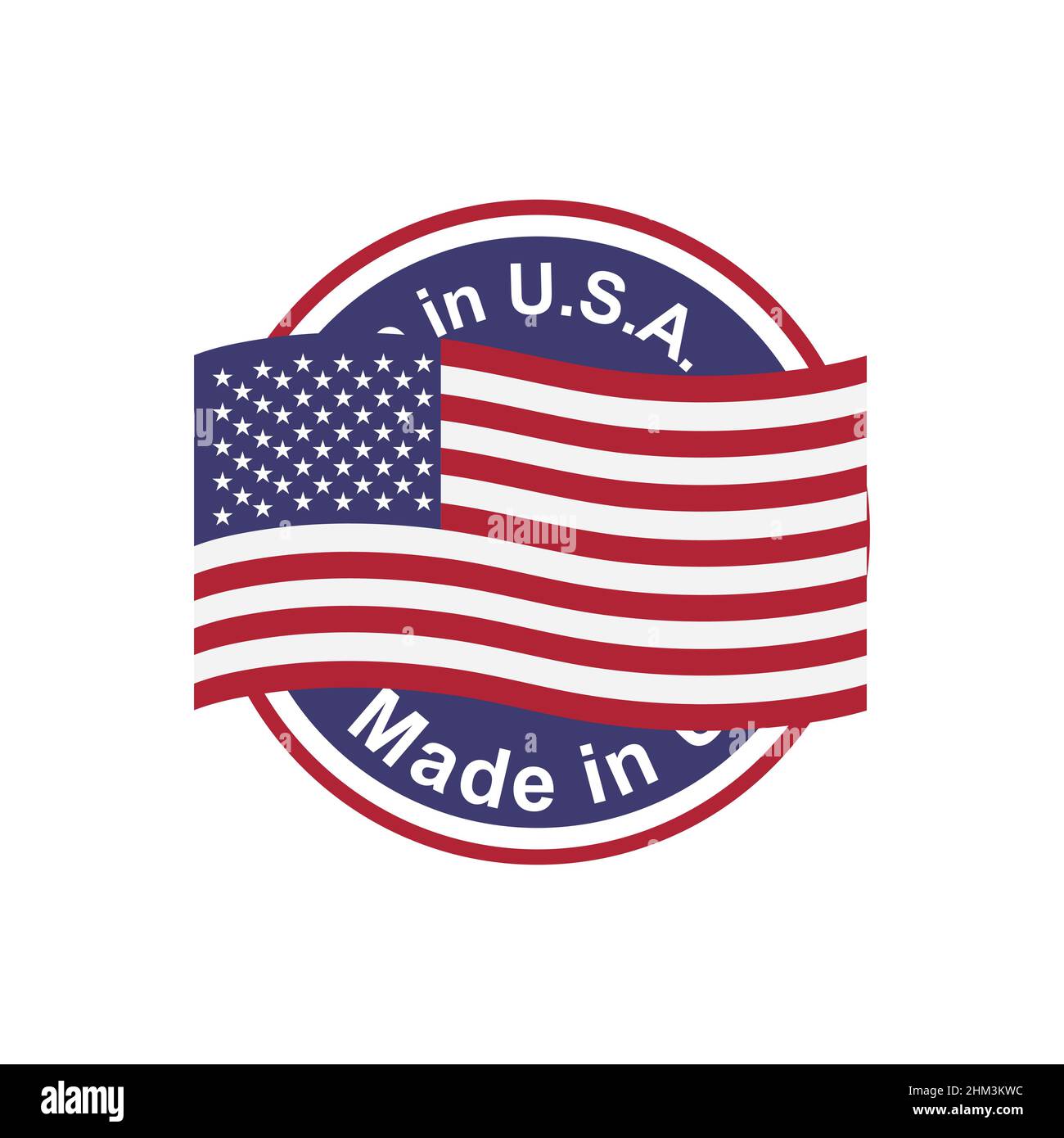 Made in USA United States of America. American flag for badge, label or ...