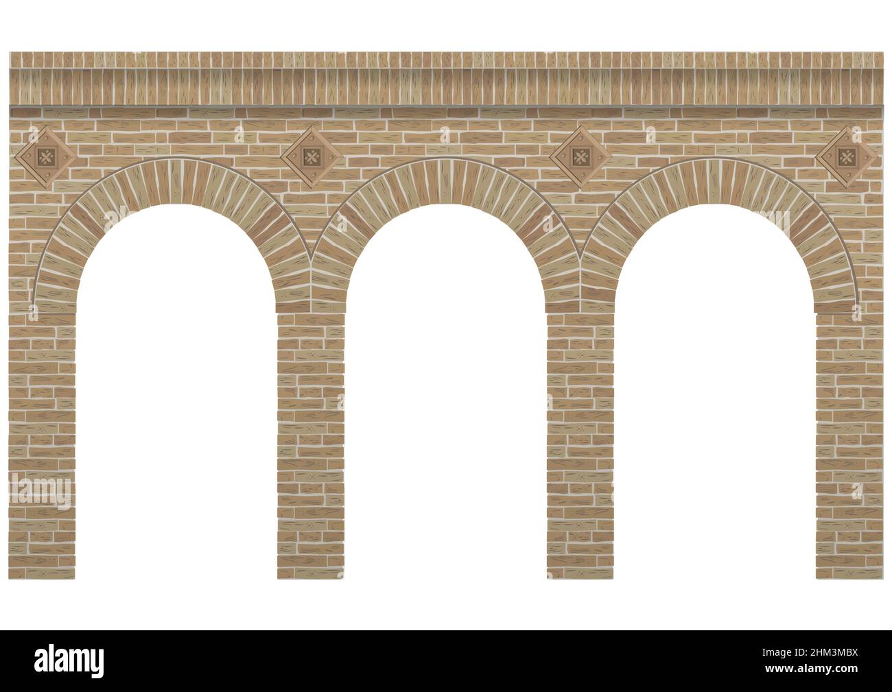 Vintage arcade of the masonry. Wall and facade of the old brick. Vector ...
