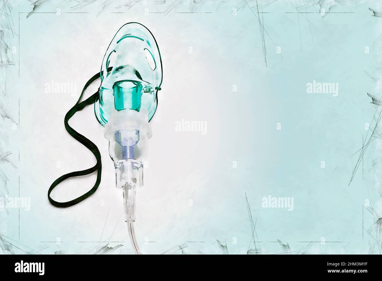 Illustration Sketch of a oxygen mask from front on green gradient Stock ...