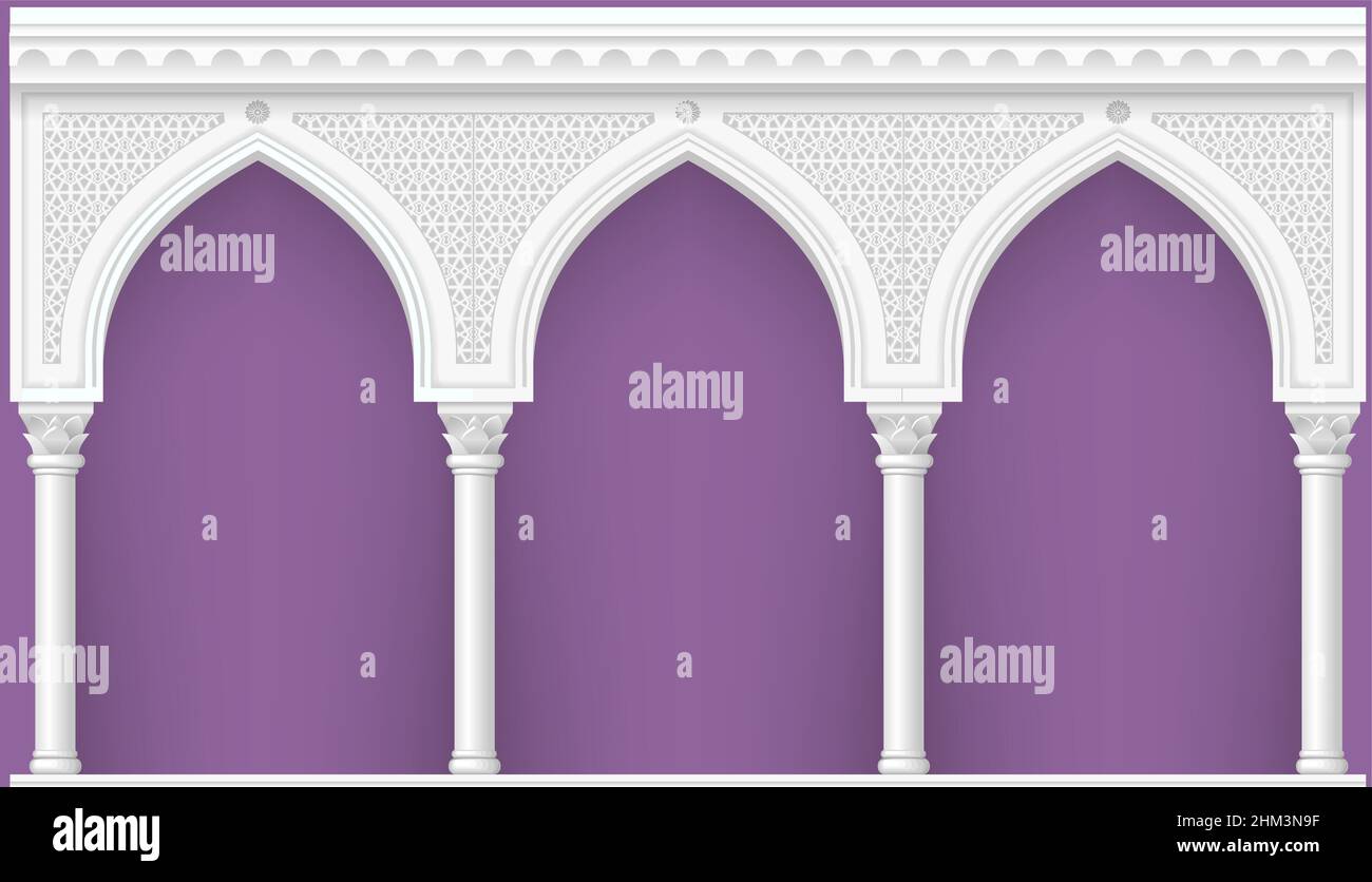 Palace Arcade in an old oriental style. Facade of a classical building ...