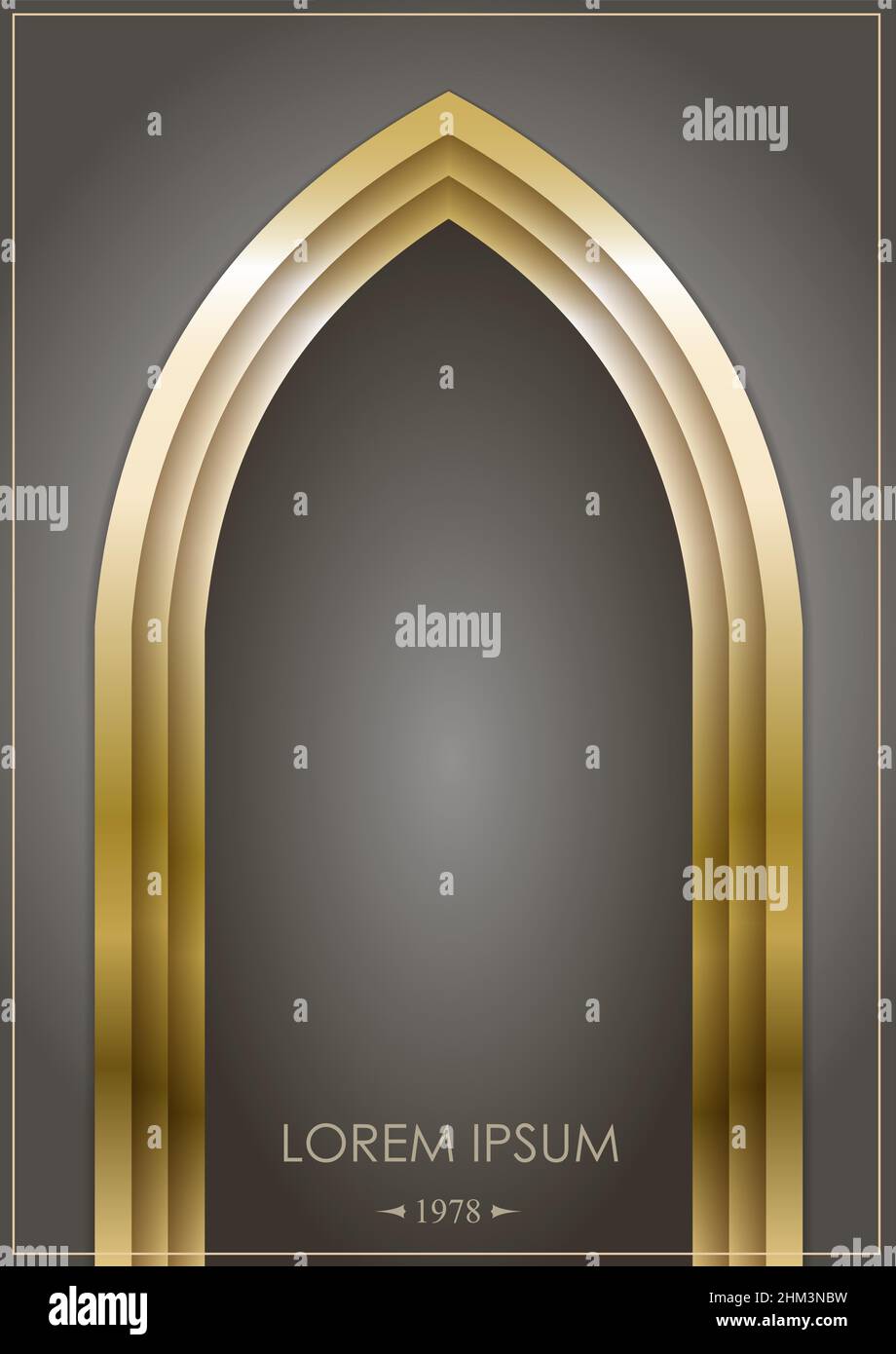 Arab arch of gold or bronze on a dark background. Gothic form. Vector ...