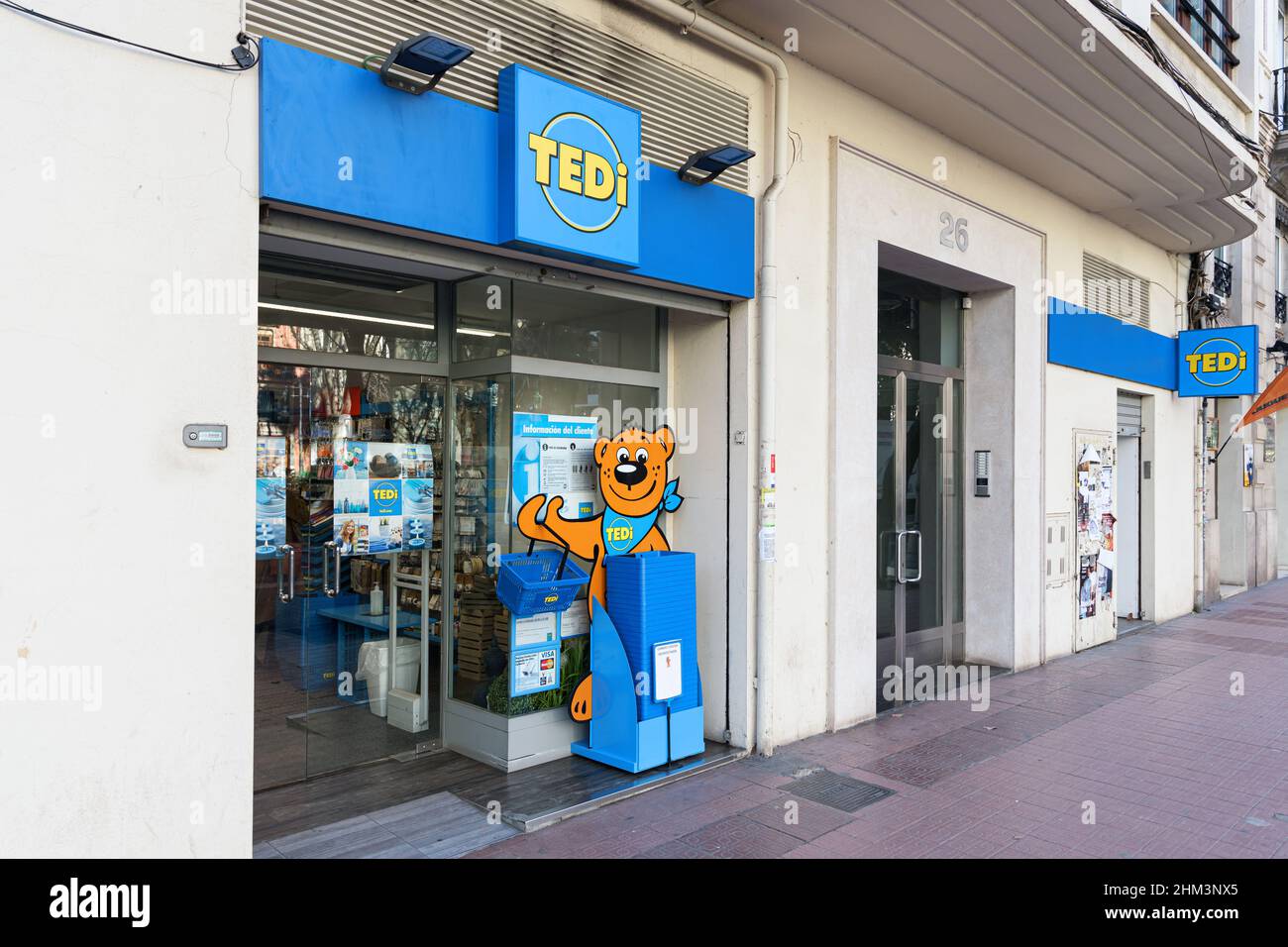 VALENCIA, SPAIN - FEBRUARY 02, 2022: Tedi is a German non-food low ...