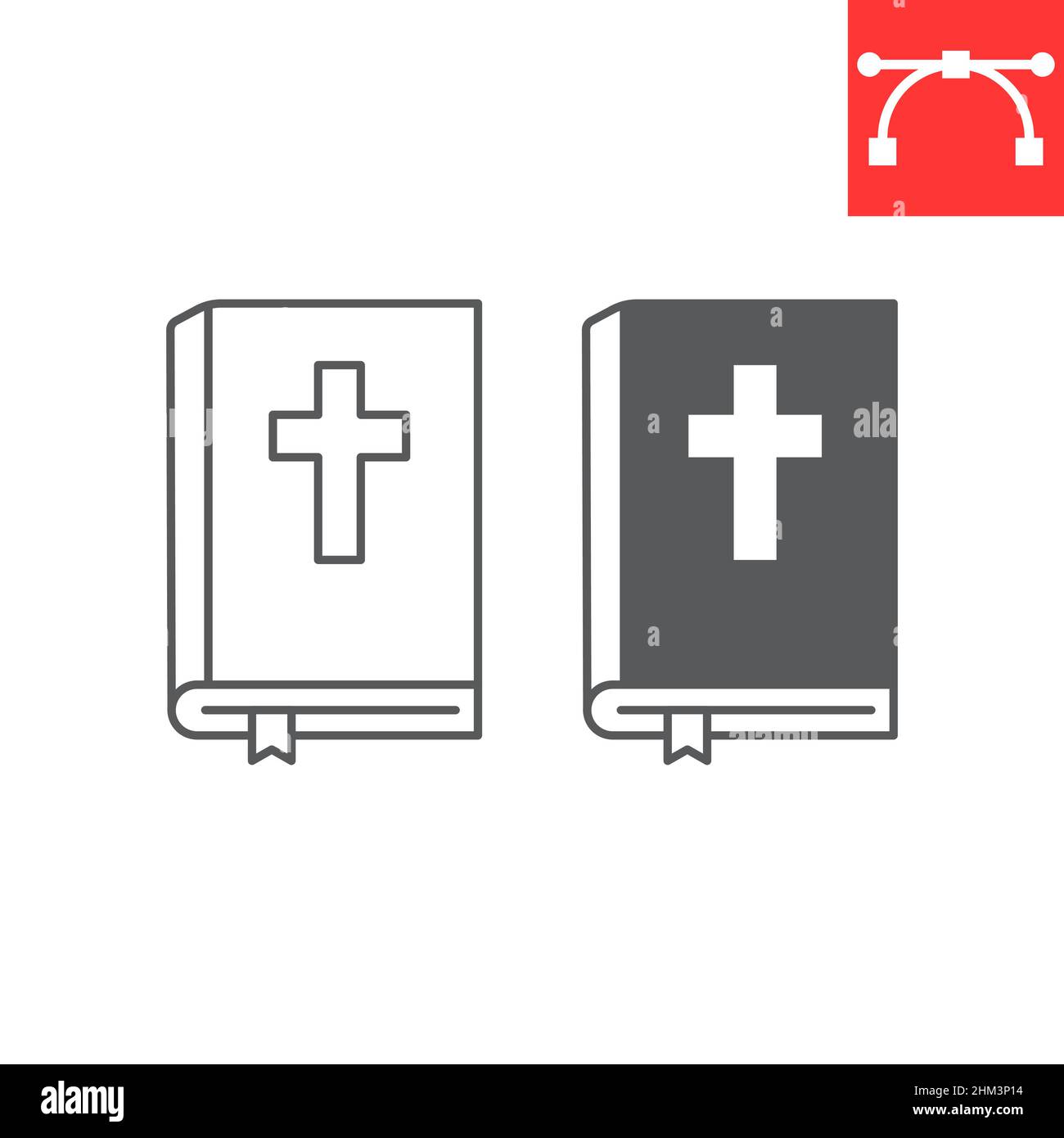 Bible line and glyph icon, book and pray, holy bible vector icon ...