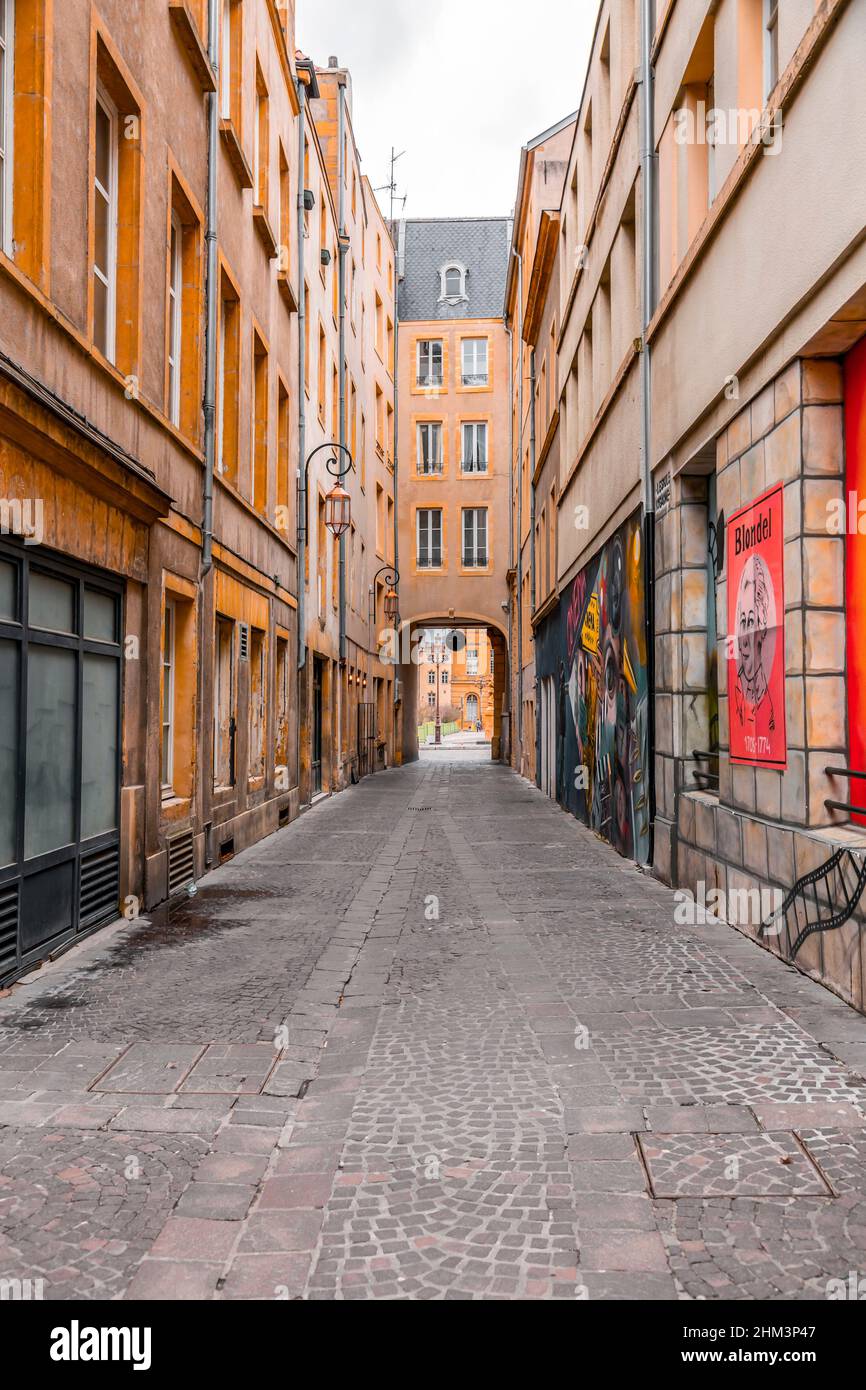 Metz, France - January 23, 2022: Street view and typical french ...