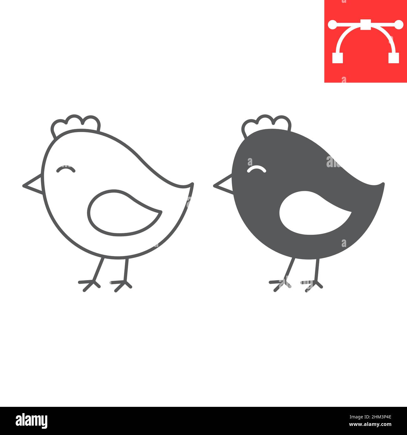 Chick line and glyph icon, farm and easter, baby chick vector icon ...