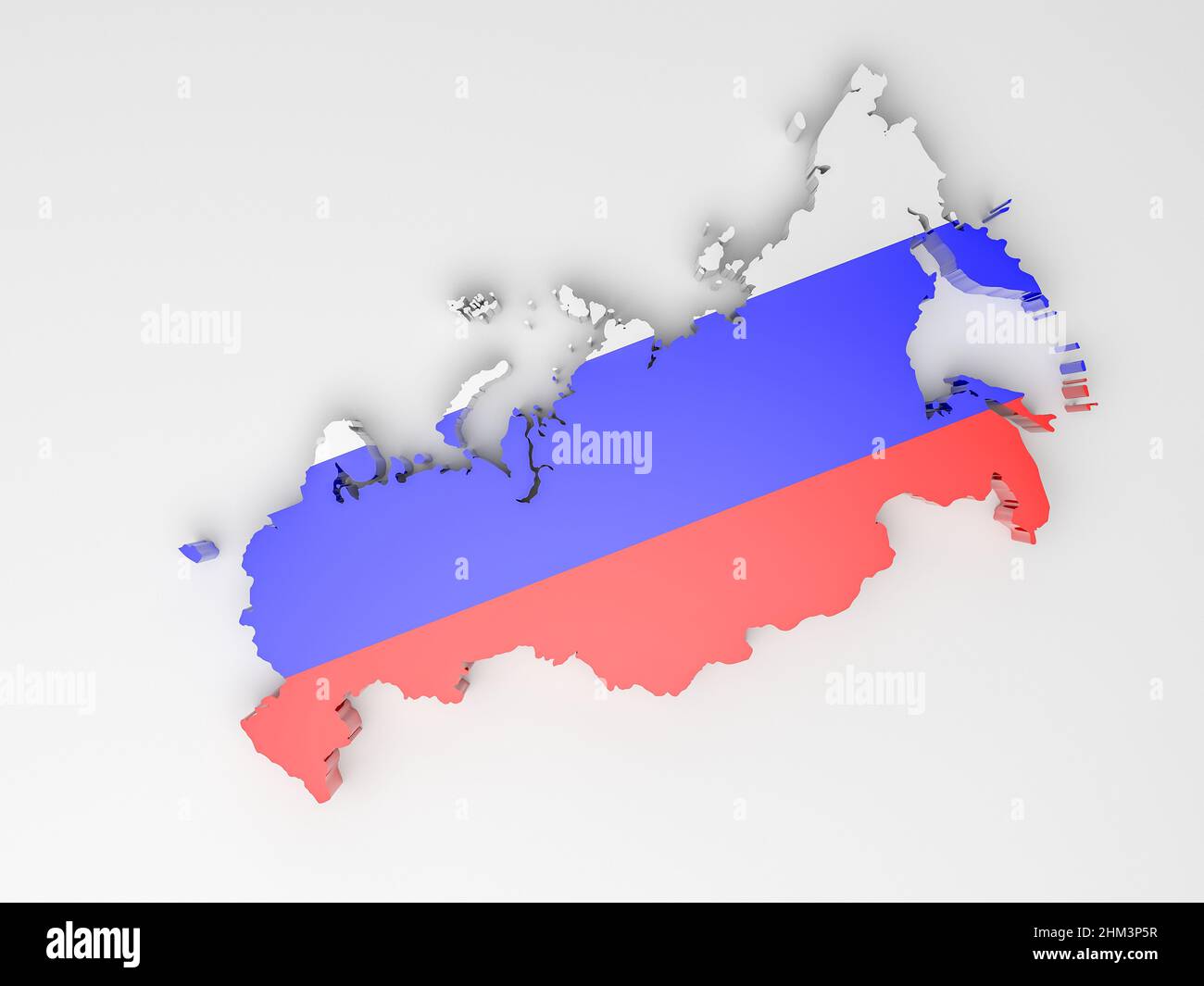 Map of Russia with Russian flag on white background Stock Photo - Alamy