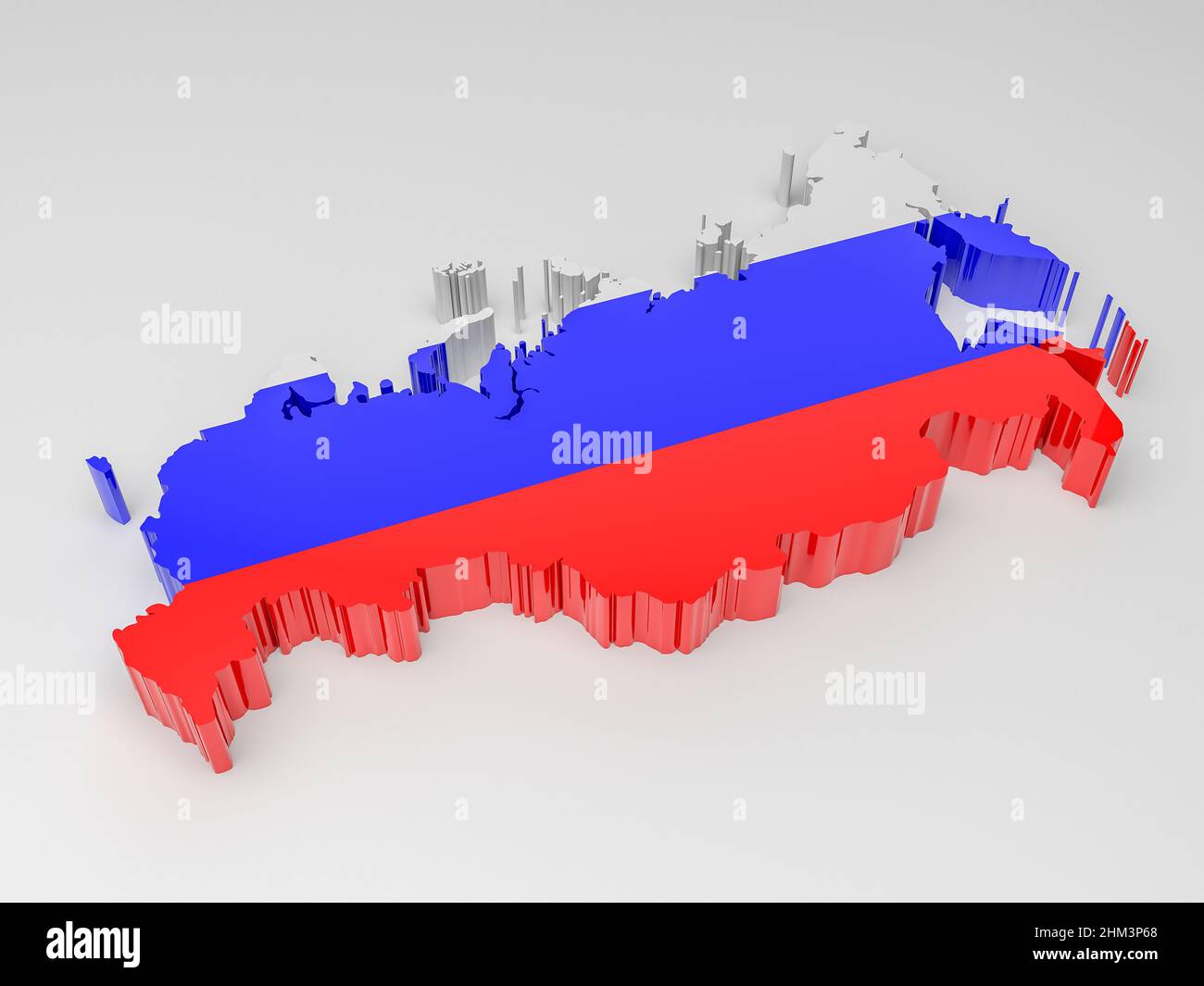 Map of Russia with Russian flag on white background Stock Photo - Alamy