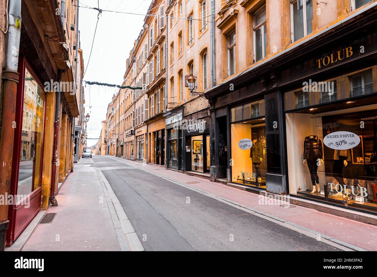 Metz, France - January 23, 2022: Street view and typical french ...