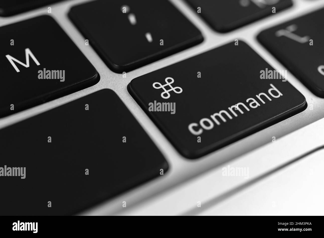 Command Key And Button On Keyboard. Command Sign Close-up. Modern