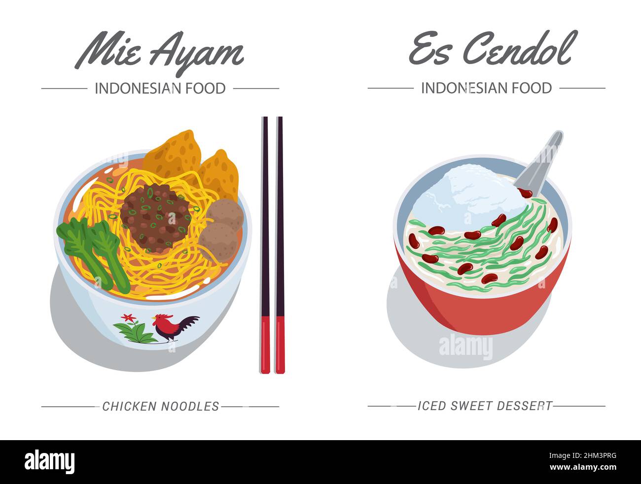 Mie Ayam is traditional Indonesian chicken noodle and Es Cendol is a ...