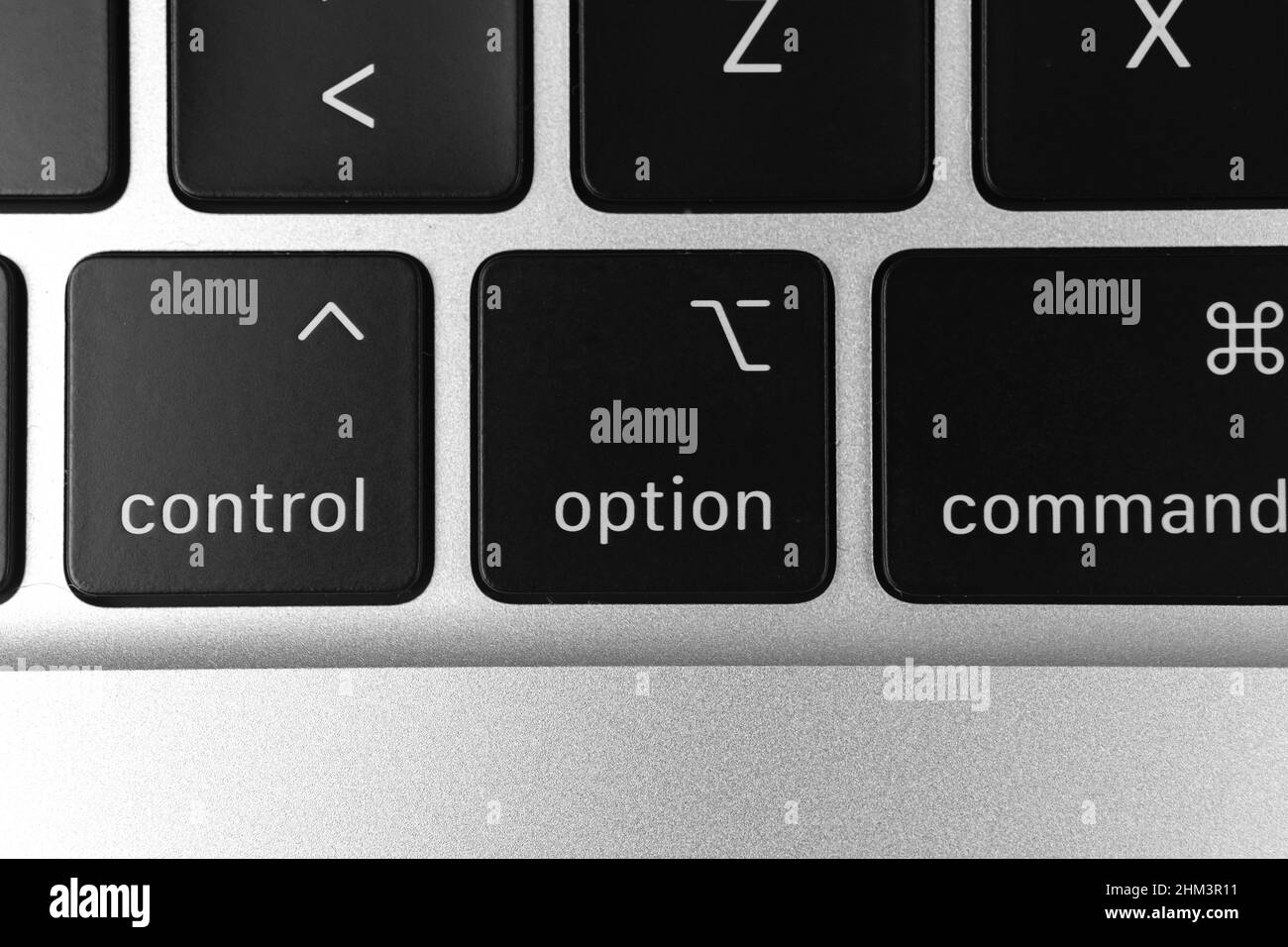 Option key and button on keyboard. Option sign close-up. Modern laptop ...