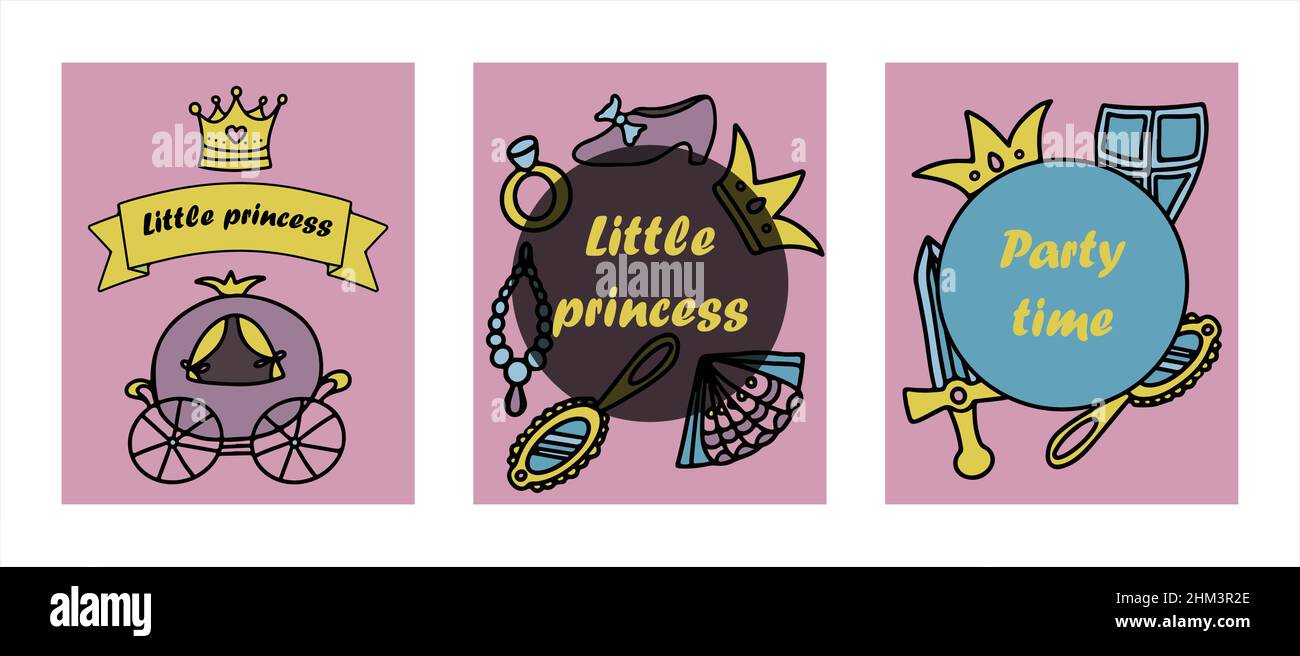 Vector Illustration Hand-Drawn Sketchy Fairy Tale Princess banners ...
