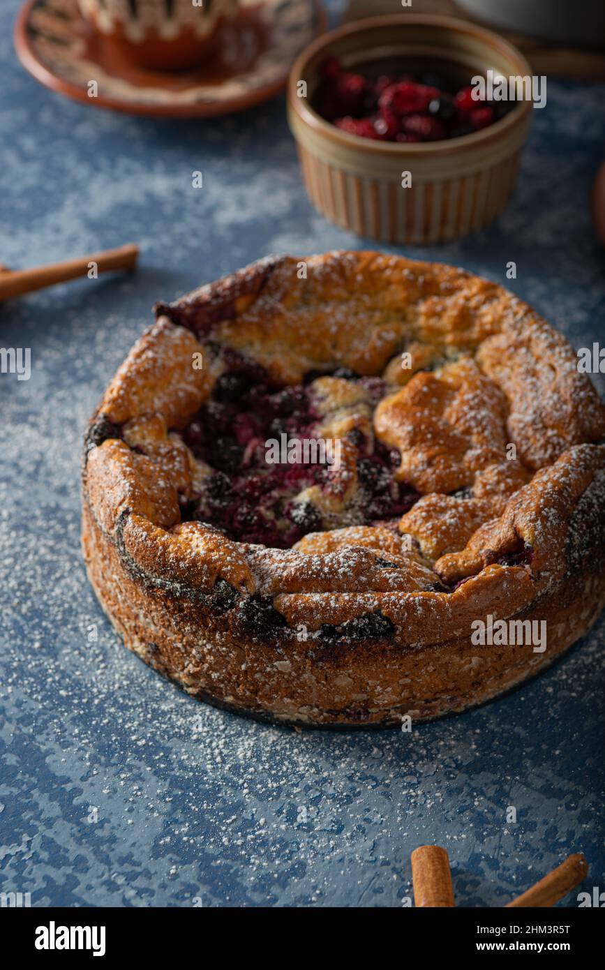 Delicious pie with fresh berries and lemon Stock Photo - Alamy