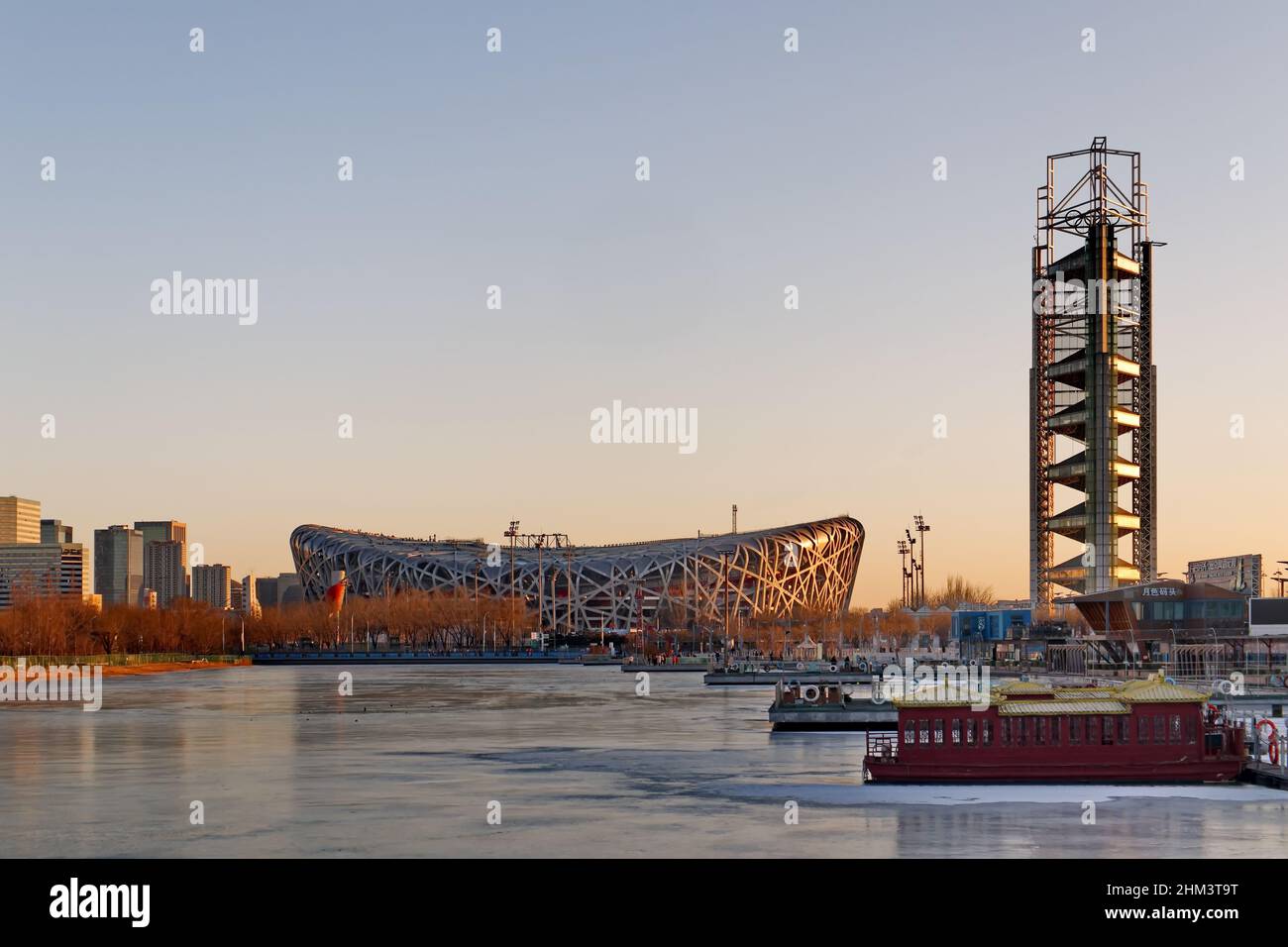 National Stadium Bird Nest and Beijing Olympic Park in Beijing China on ...