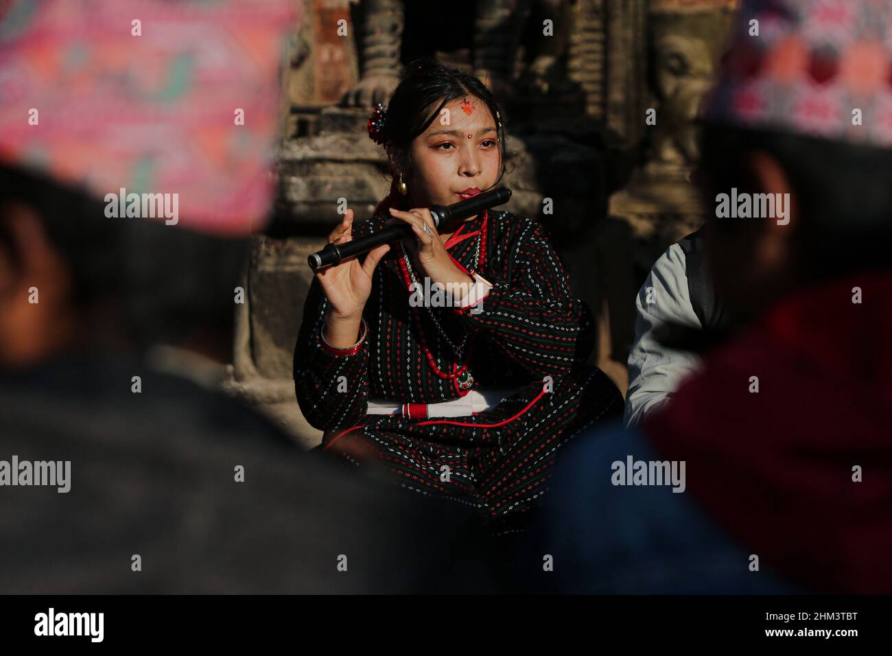 Bhaktapur, Bagmati, Nepal. 7th Feb, 2022. A girl wearing traditional ...