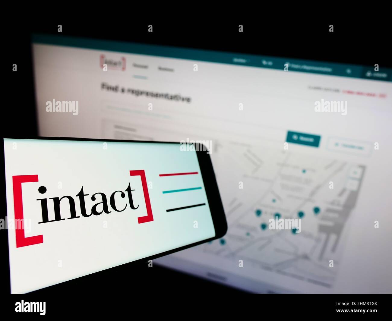 Smartphone with logo of Canadian company Intact Financial Corporation ...