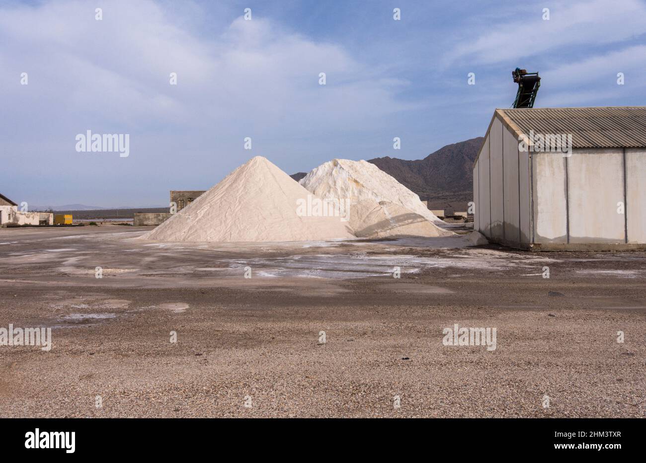 Piles of salt.at salinas Cabo de Gata, Almeria, Spain Stock Photo - Alamy