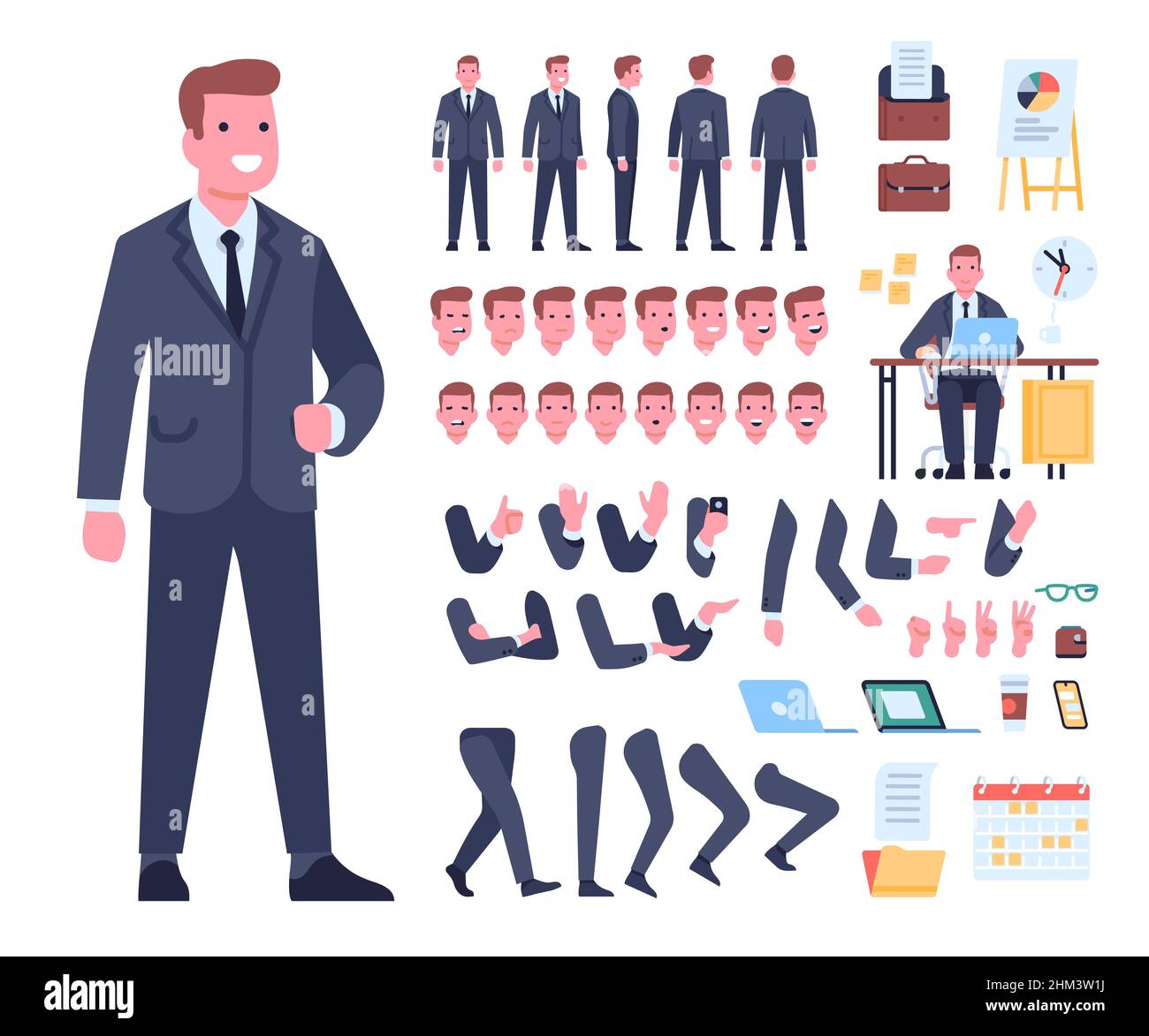 Cartoon businessman character kit. Manager constructor. Guy in formal ...