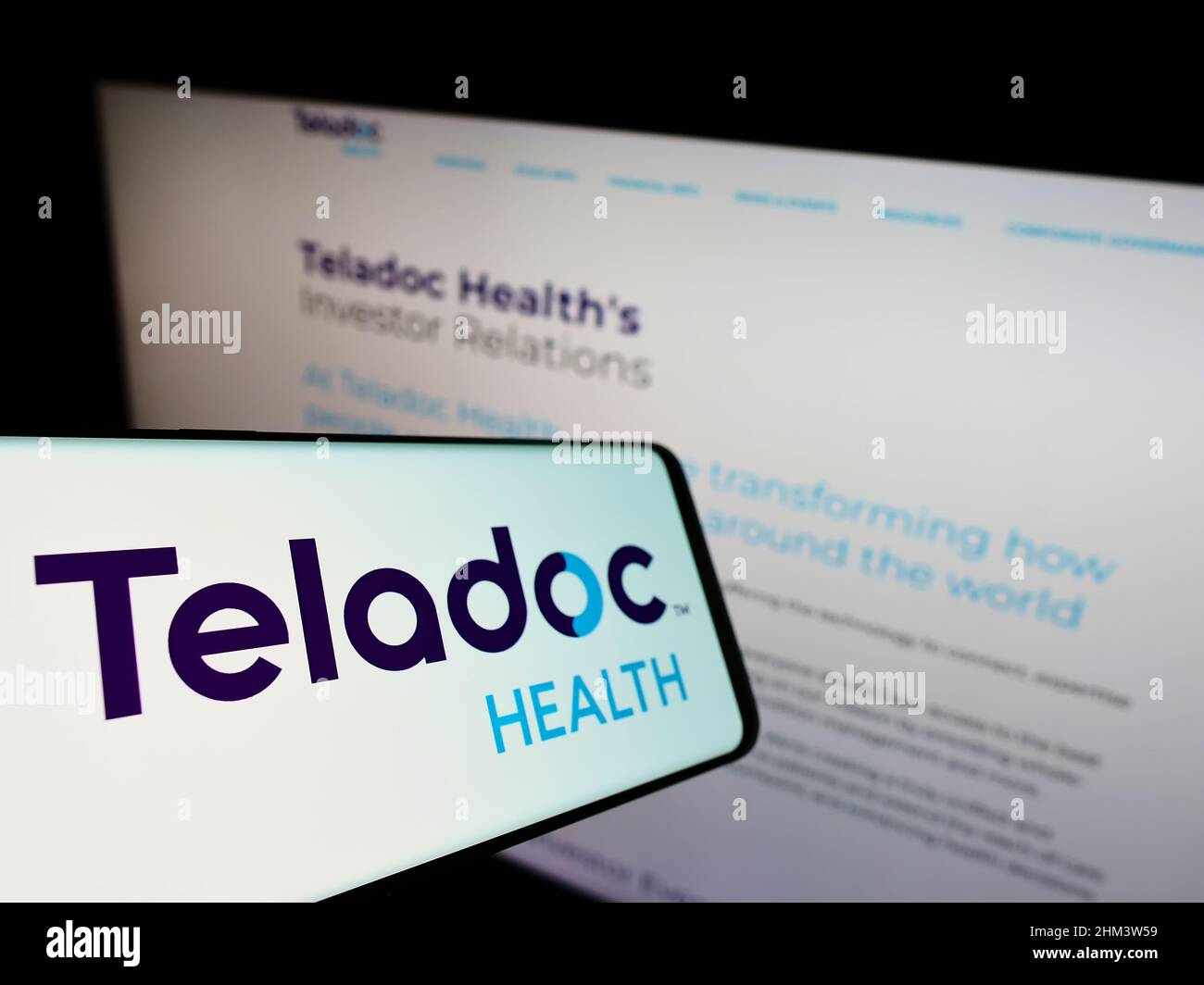 Smartphone with logo of American telemedicine company Teladoc Health ...