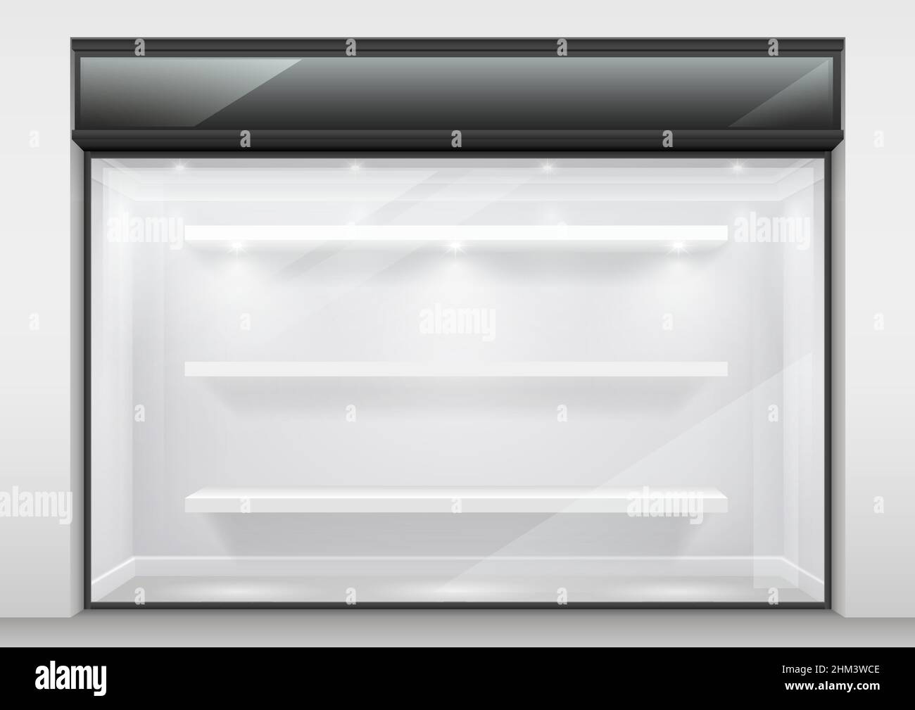 The large glass storefront or shopping center in a modern design ...