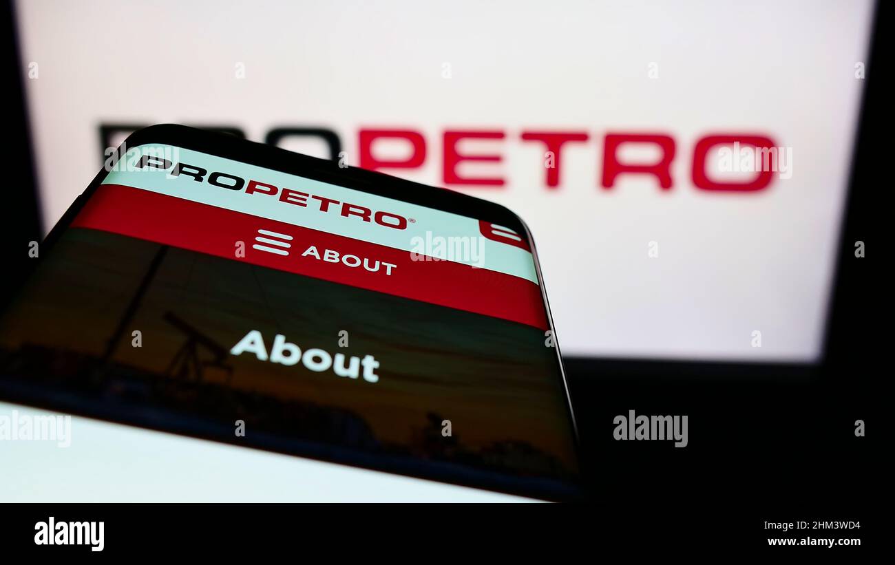 Mobile phone with website of American oilfield company ProPetro Holding ...