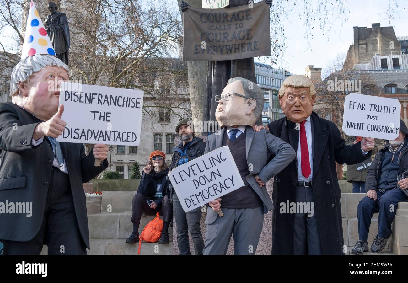 London, UK, 5th February 2022. Protesters dressed as Prime Minister ...